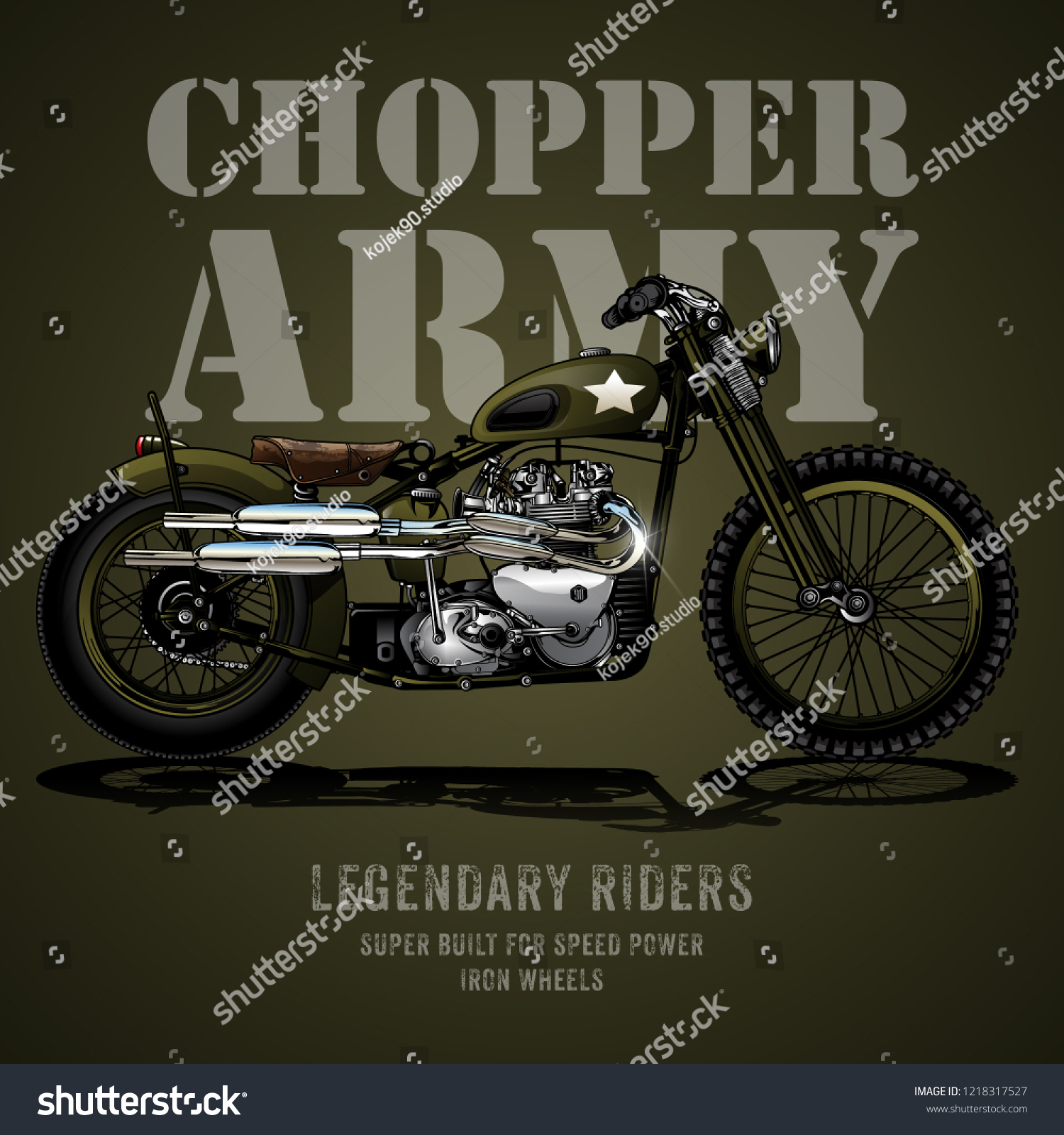 Chopper Army Motorcycle Poster Stock Vector (Royalty Free) 1218317527 ...