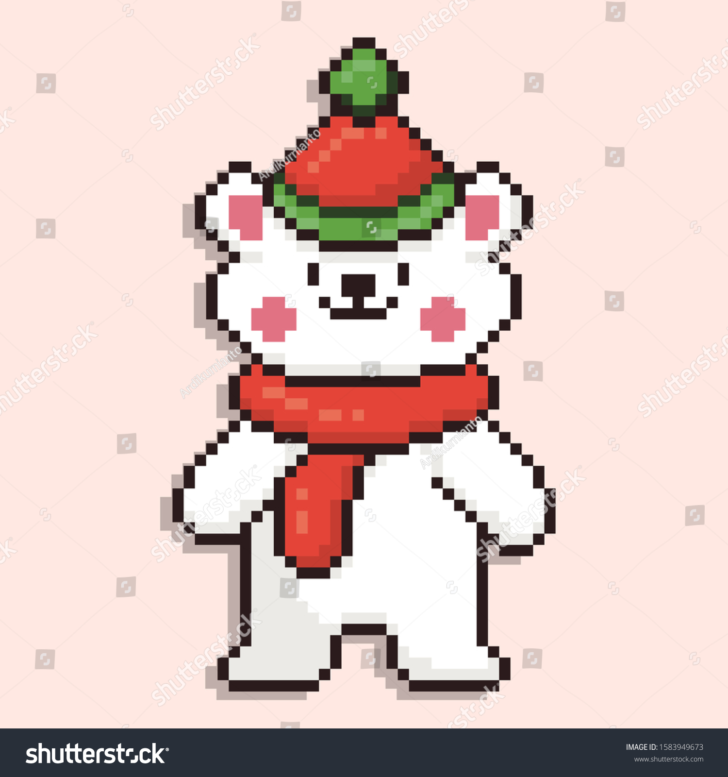 Chrismas Polar Bear Pixel Art Style: vector de stock (libre de regalías ... Chrismas Polar Bear Pixel Art Style: vector de stock (libre de regalías ...
