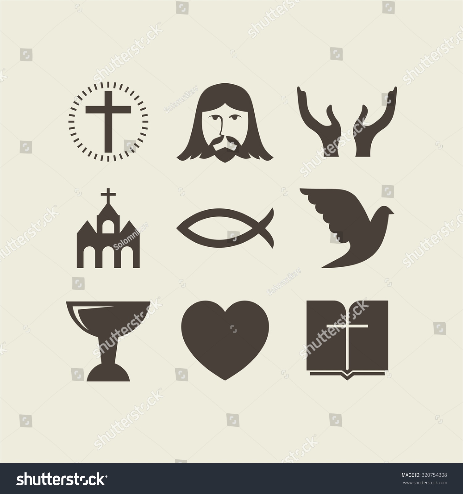 Christianity Icon Set: เวกเตอร์สต็อก (ปลอดค่าลิขสิทธิ์) 320754308