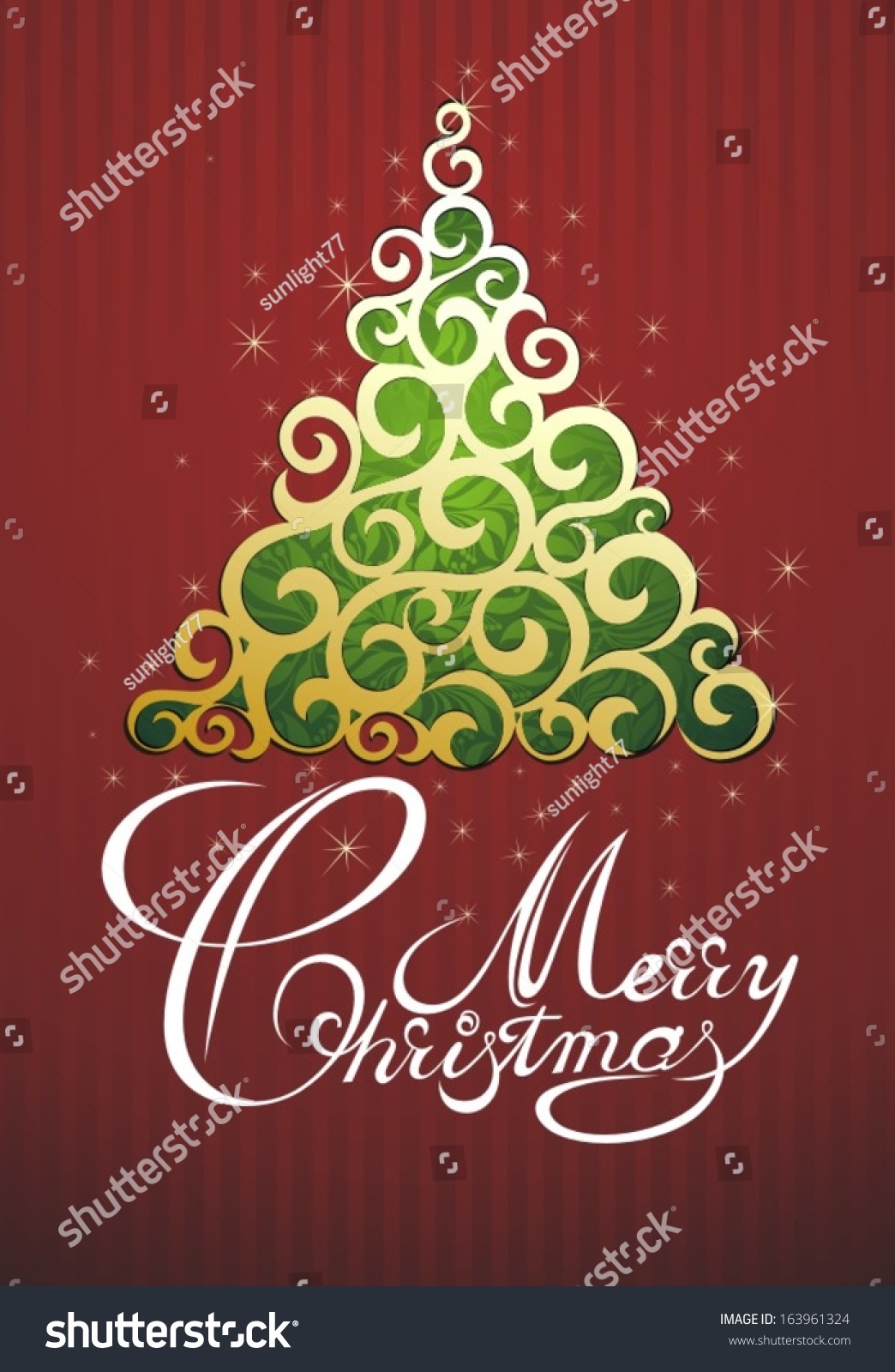Christmas Card Tree Stock Vector (Royalty Free) 163961324 | Shutterstock