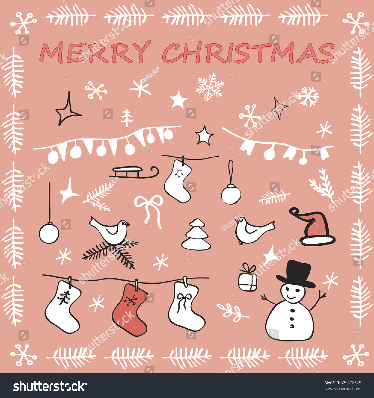 Christmas Elements Winter Set Stock Vector (Royalty Free) 329378525