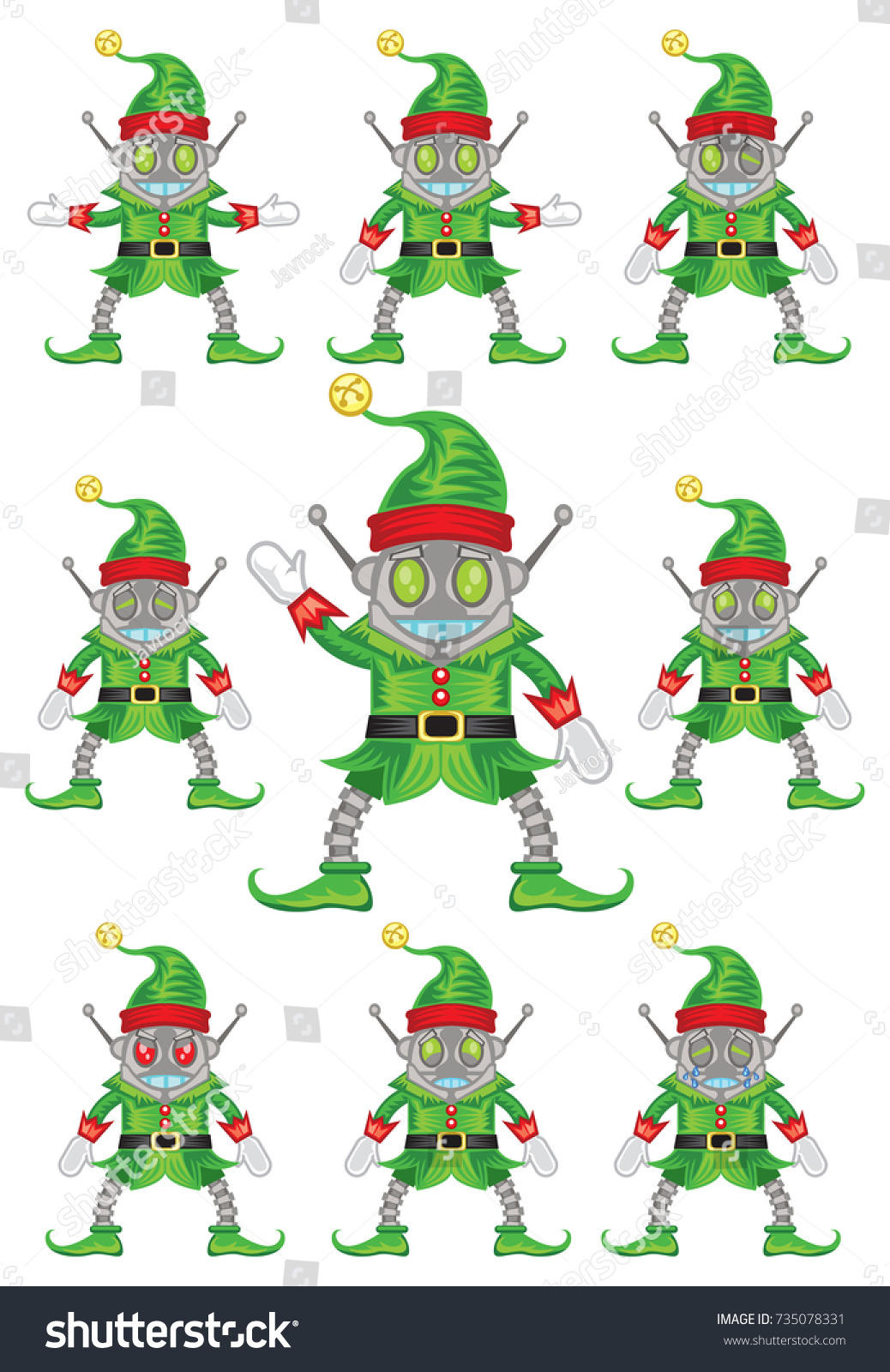 Christmas Elves Robot Stock Vector 735078331 - Shutterstock