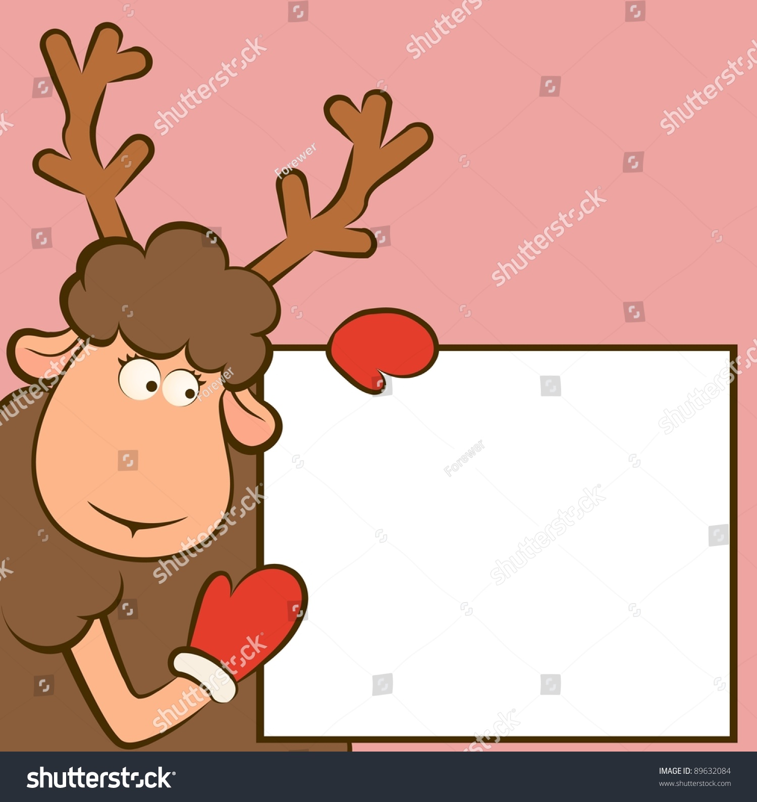 Christmas Funny Deer Border Frame Vector Stock Vector (Royalty Free ...