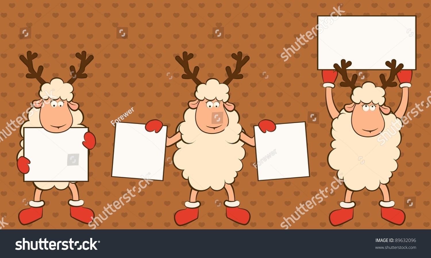 Christmas Funny Deer Border Frame Vector Stock Vector 89632096 ...