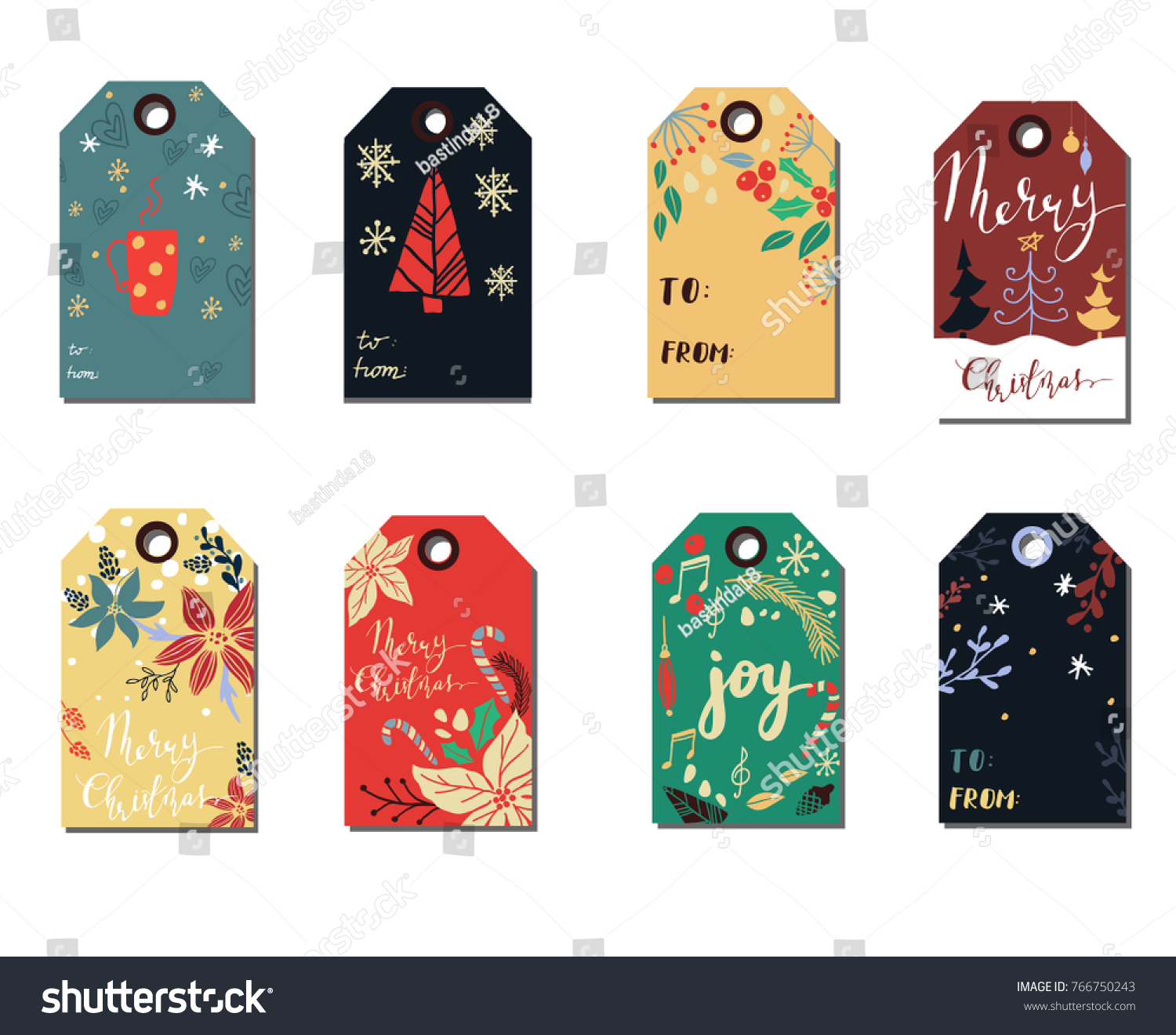Christmas Gift Tags Set Stock Vector (Royalty Free) 766750243 ...