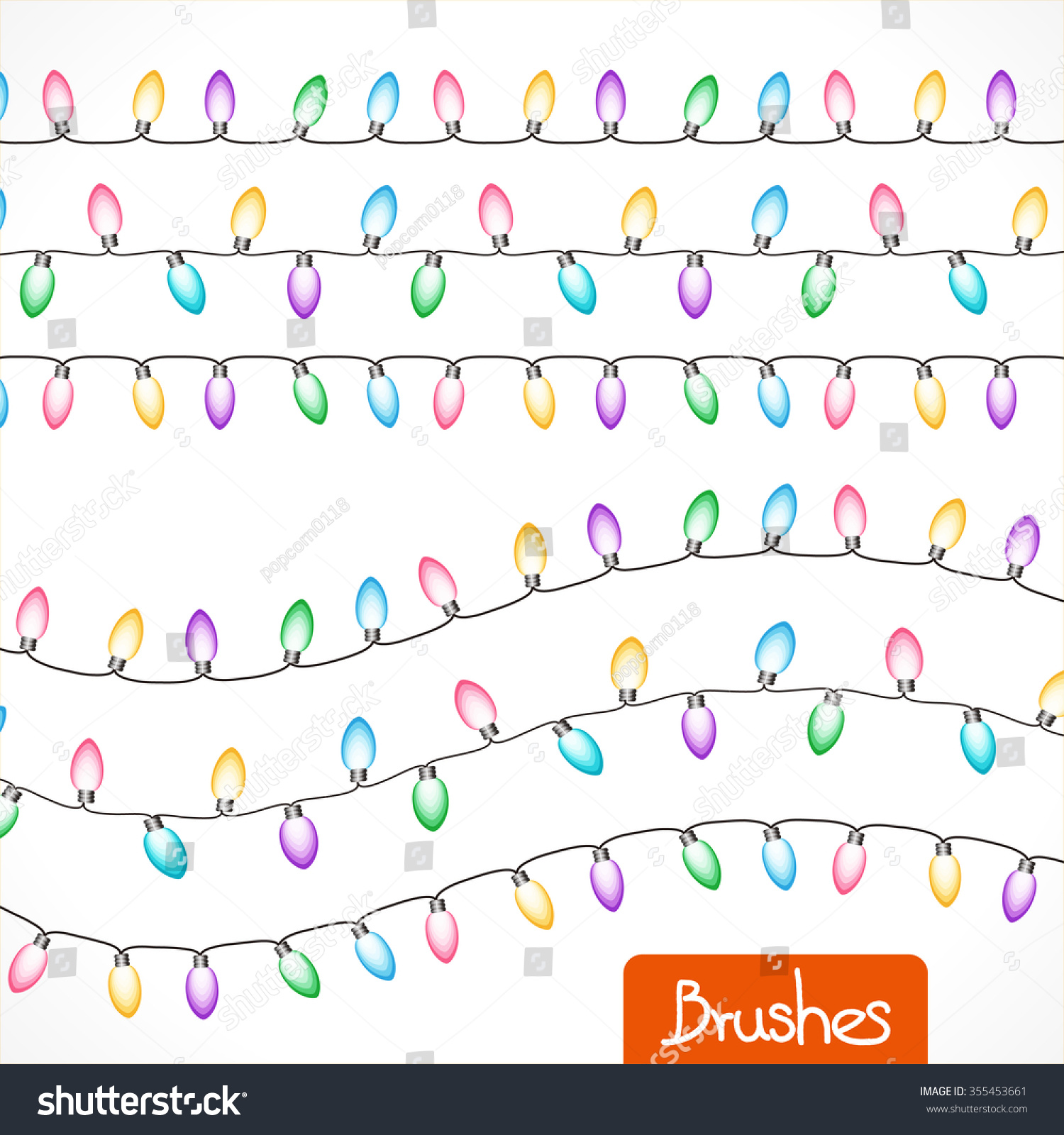 Christmas Light Bulb String Pattern Brush: vector de stock (libre de ...