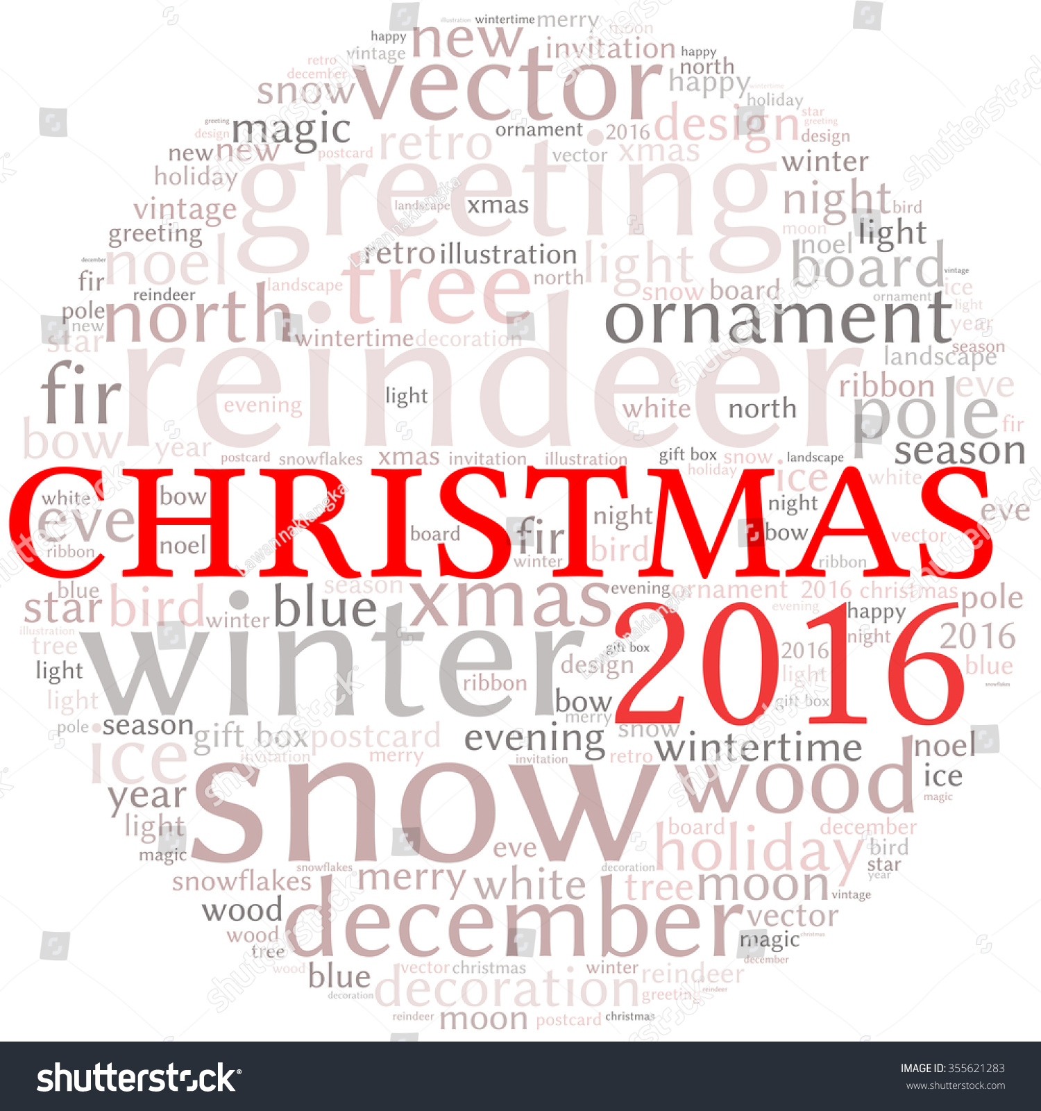 Christmas Text Graphics Concept Word Cloud Stock Vector (Royalty Free ...