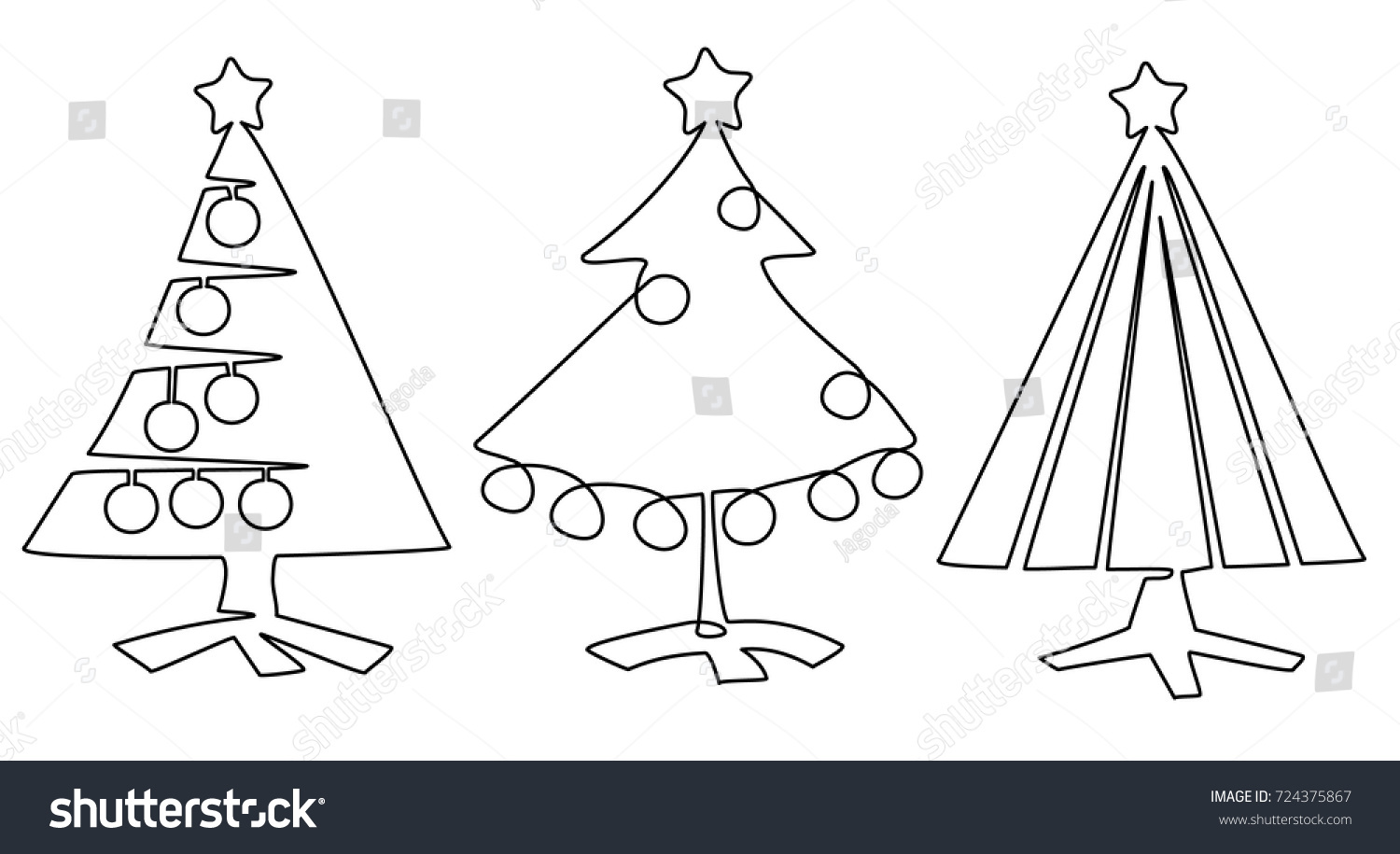 Christmas Tree One Line Drawing Stock Vector (Royalty Free) 724375867