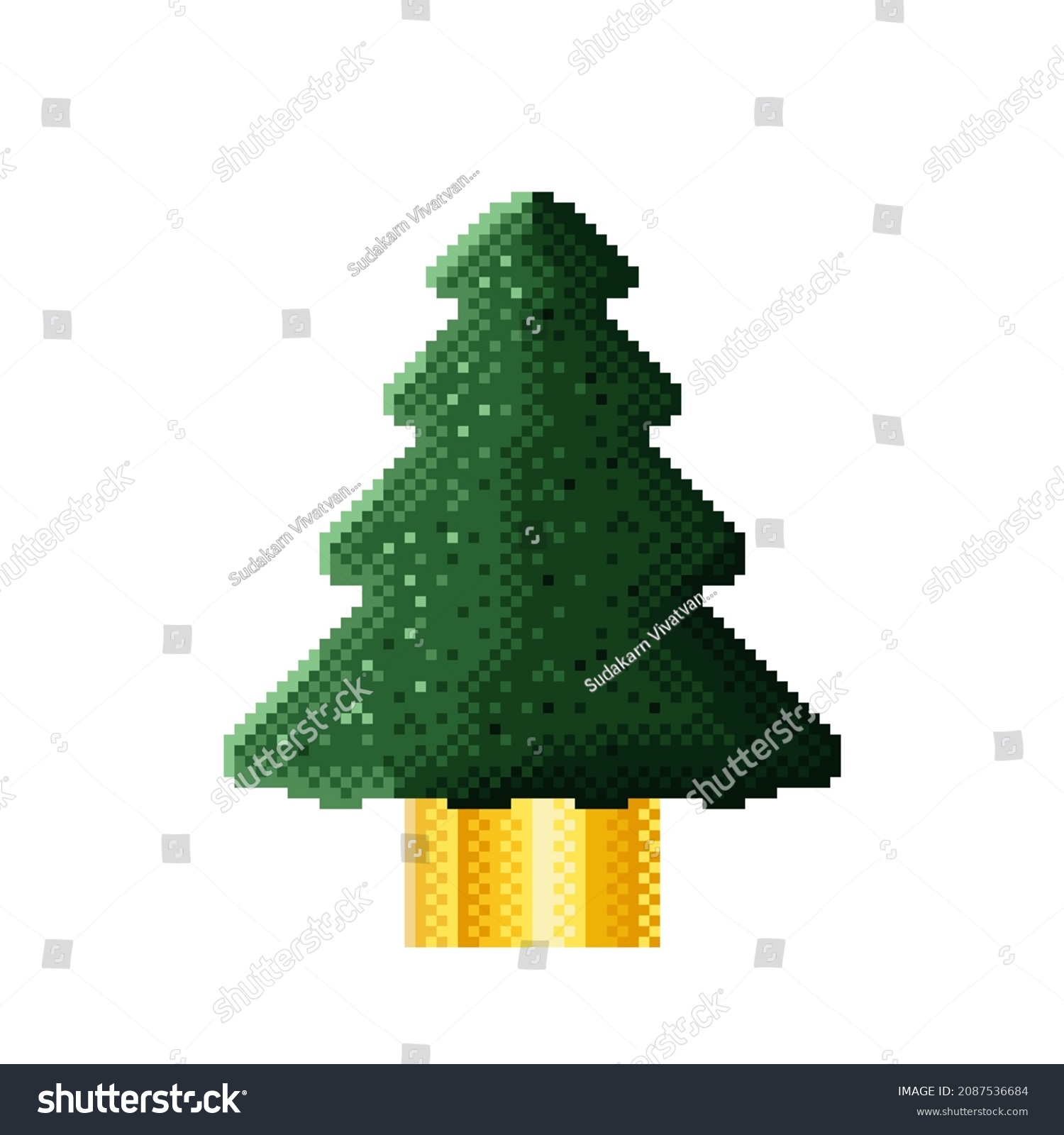 Christmas Tree Pixel Art Vector Illustration Stock Vector (Royalty Free ...