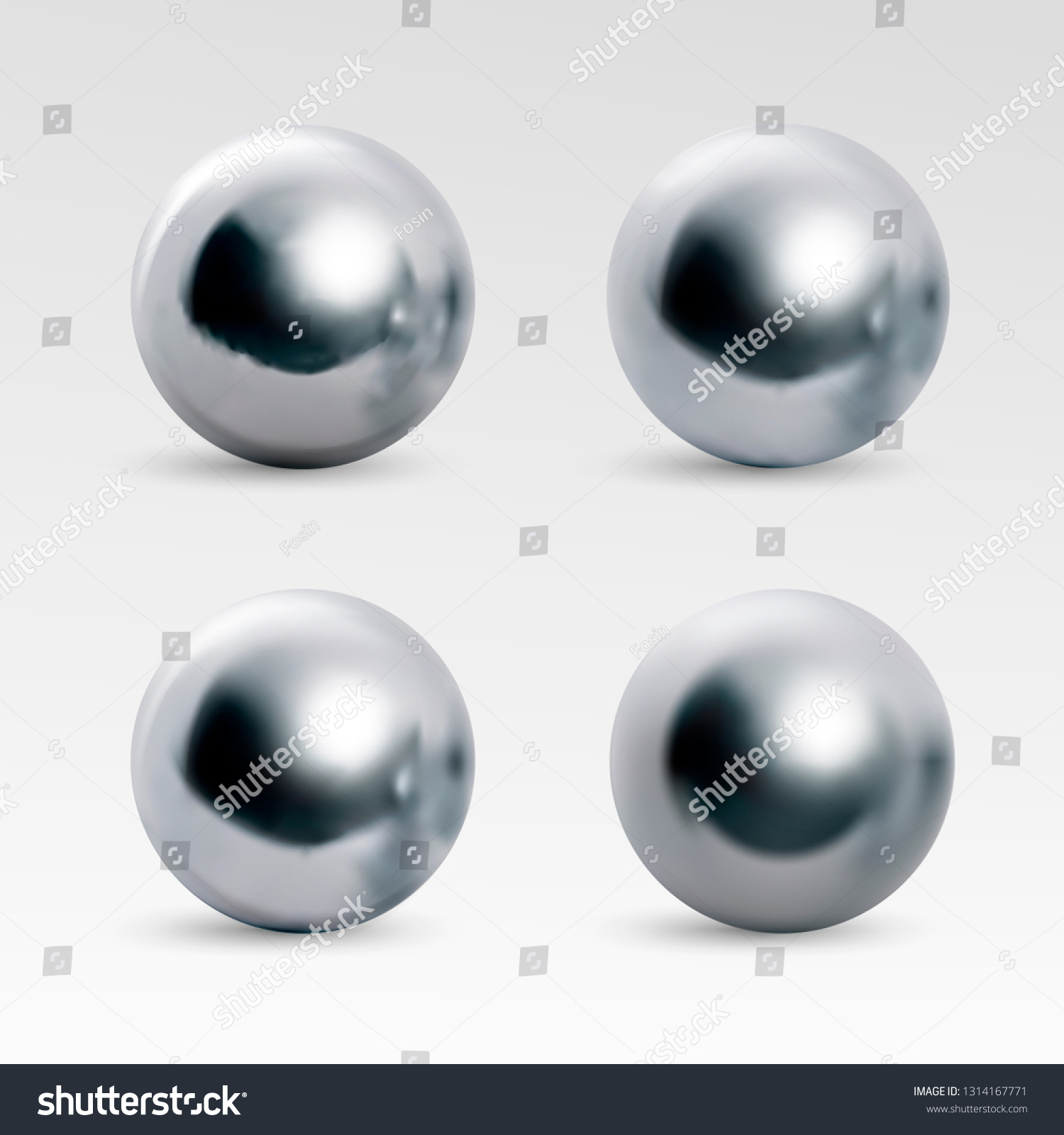 Chrome Ball Variations Isolated On White Stock Vector (Royalty Free ...