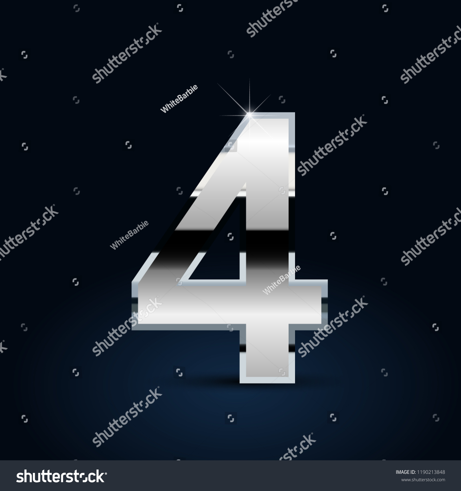 Chrome Number 4 Vector Font Isolated Stock Vector (Royalty Free ...