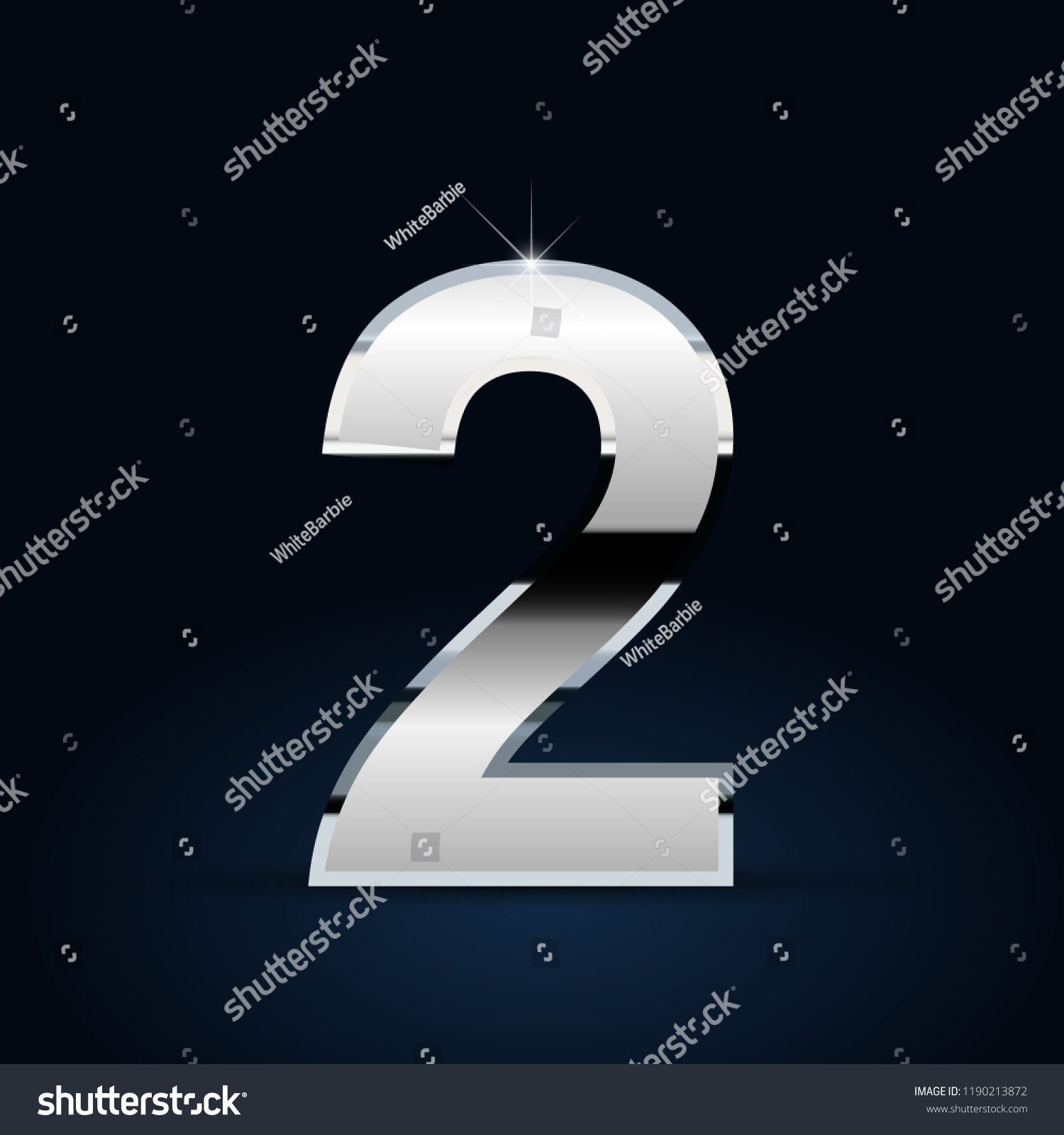 Chrome Number 2 Vector Font Isolated Stock Vector (Royalty Free) 1190213872