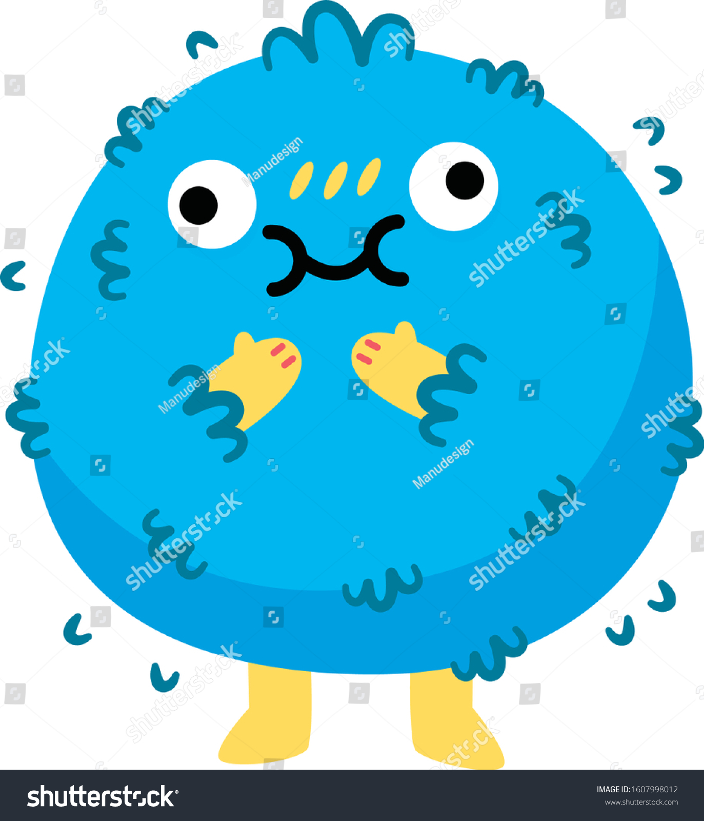 Chubby Furry Cartoon Vector Monster Stock Vector (Royalty Free) 1607998012
