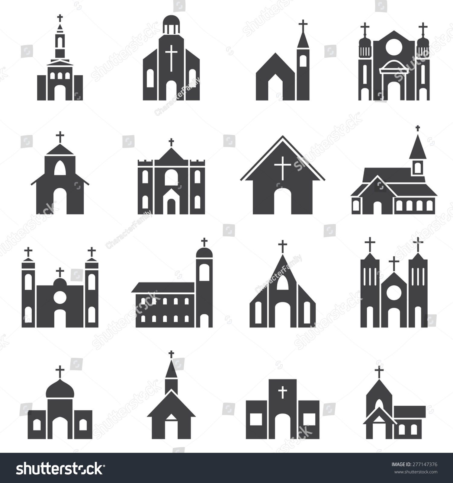 Church Building Icon Vector Set: vector de stock (libre de regalías ...