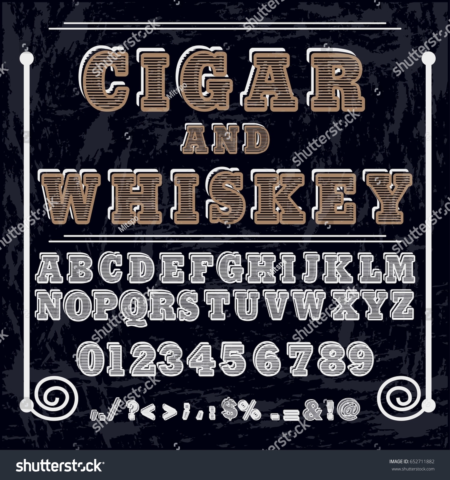 Vektor Stok Cigar Whiskey Font Script Typeface Vector (Tanpa Royalti ...
