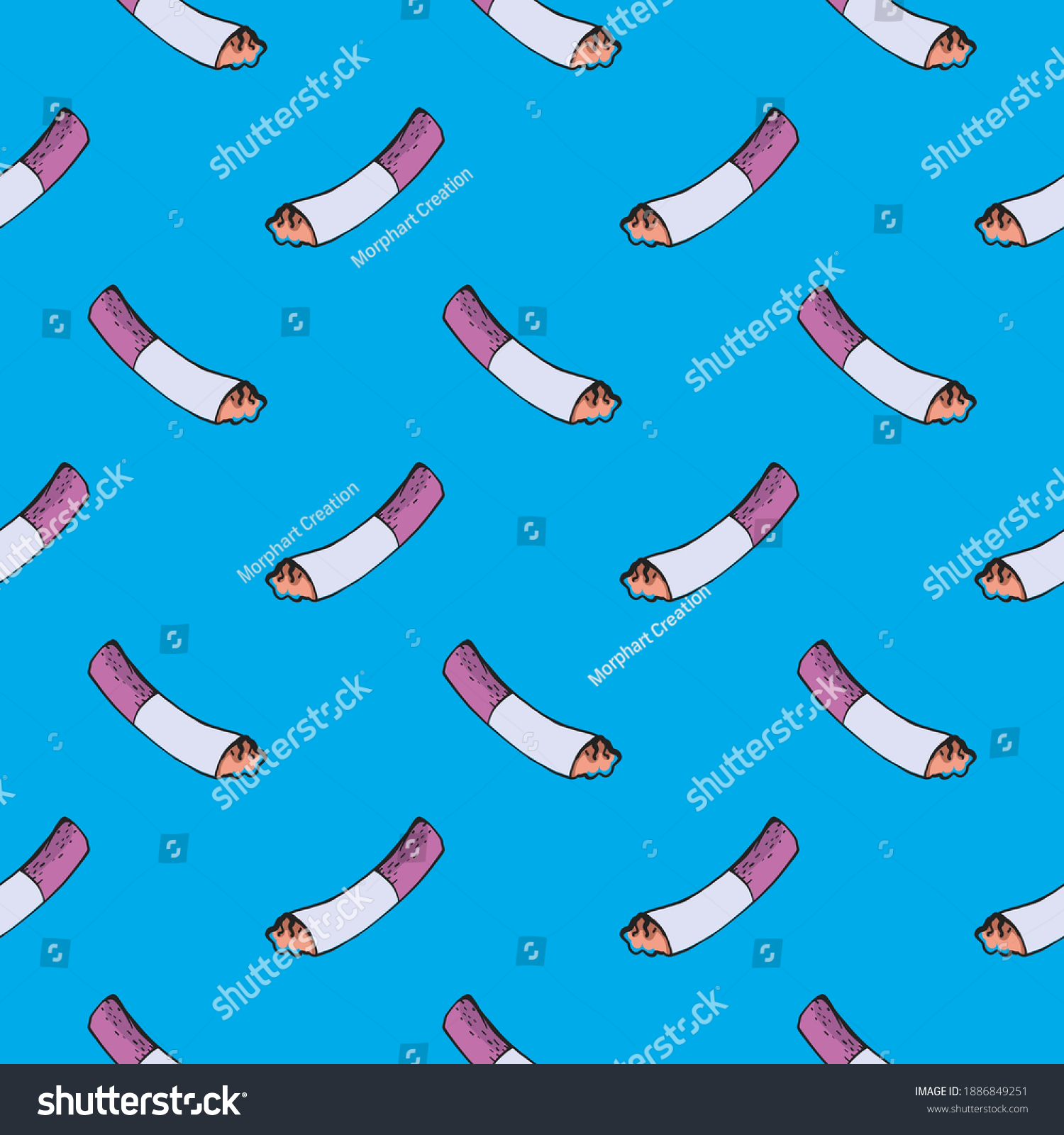 Cigarette Bud Seamless Pattern On Blue Stock Vector (Royalty Free ...