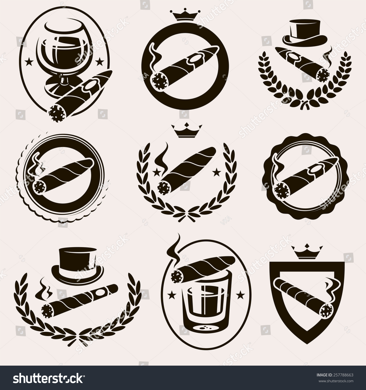Cigars Label Icons Set Vector Stock Vector (Royalty Free) 257788663