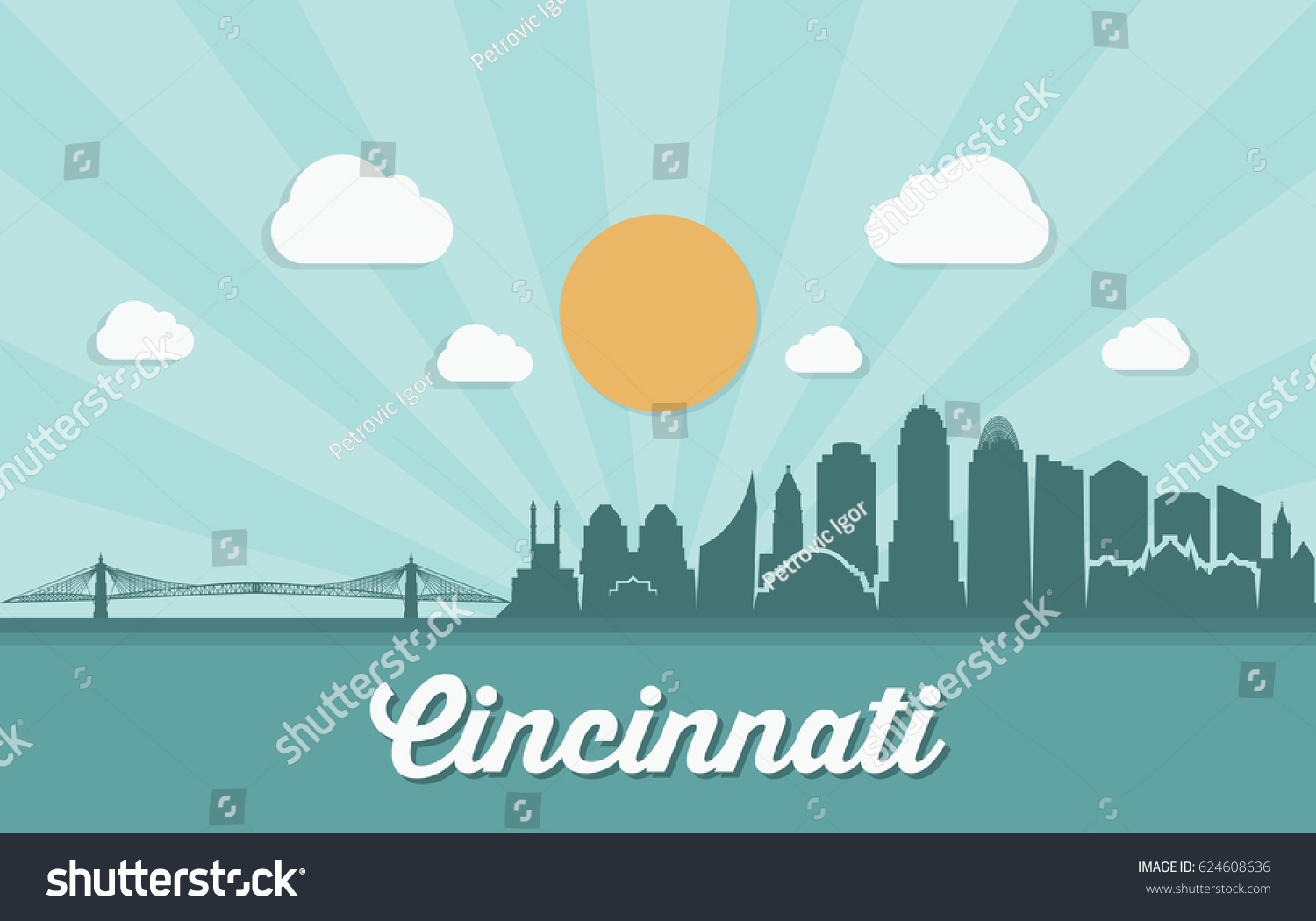 Cincinnati Skyline Ohio Vector Illustration Stock Vector (Royalty Free ...
