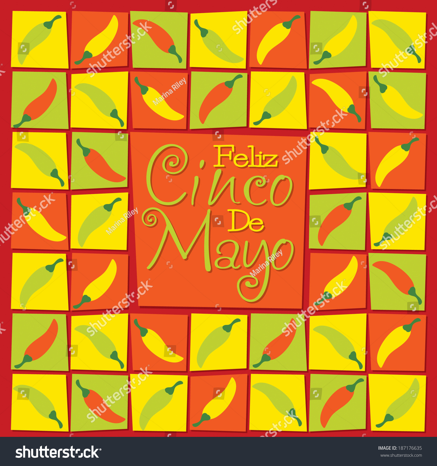 Cinco De Mayo Chilli Card Vector Stock Vector (Royalty Free) 187176635 ...