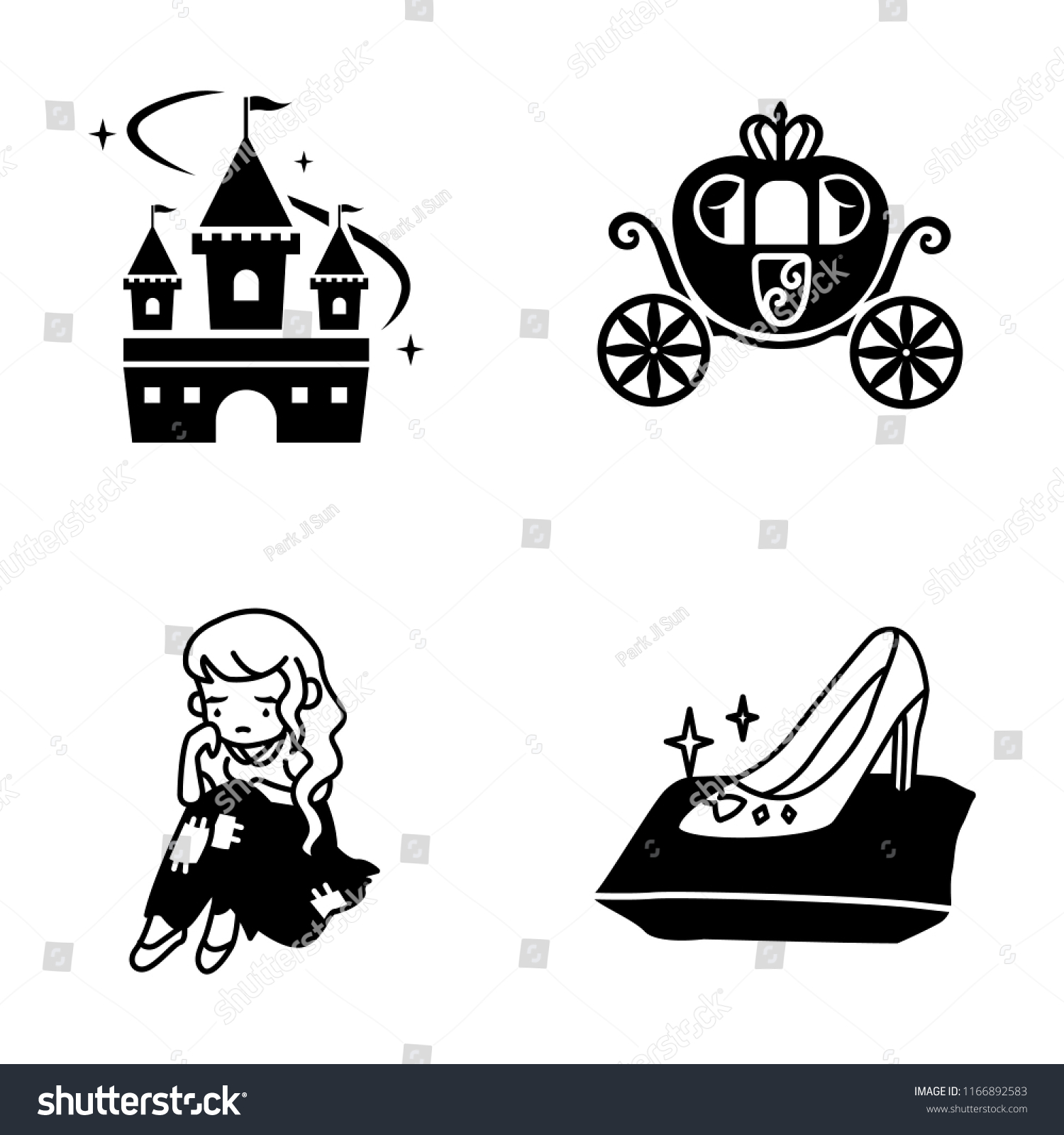 Cinderella Vector Icons: เวกเตอร์สต็อก (ปลอดค่าลิขสิทธิ์) 1166892583