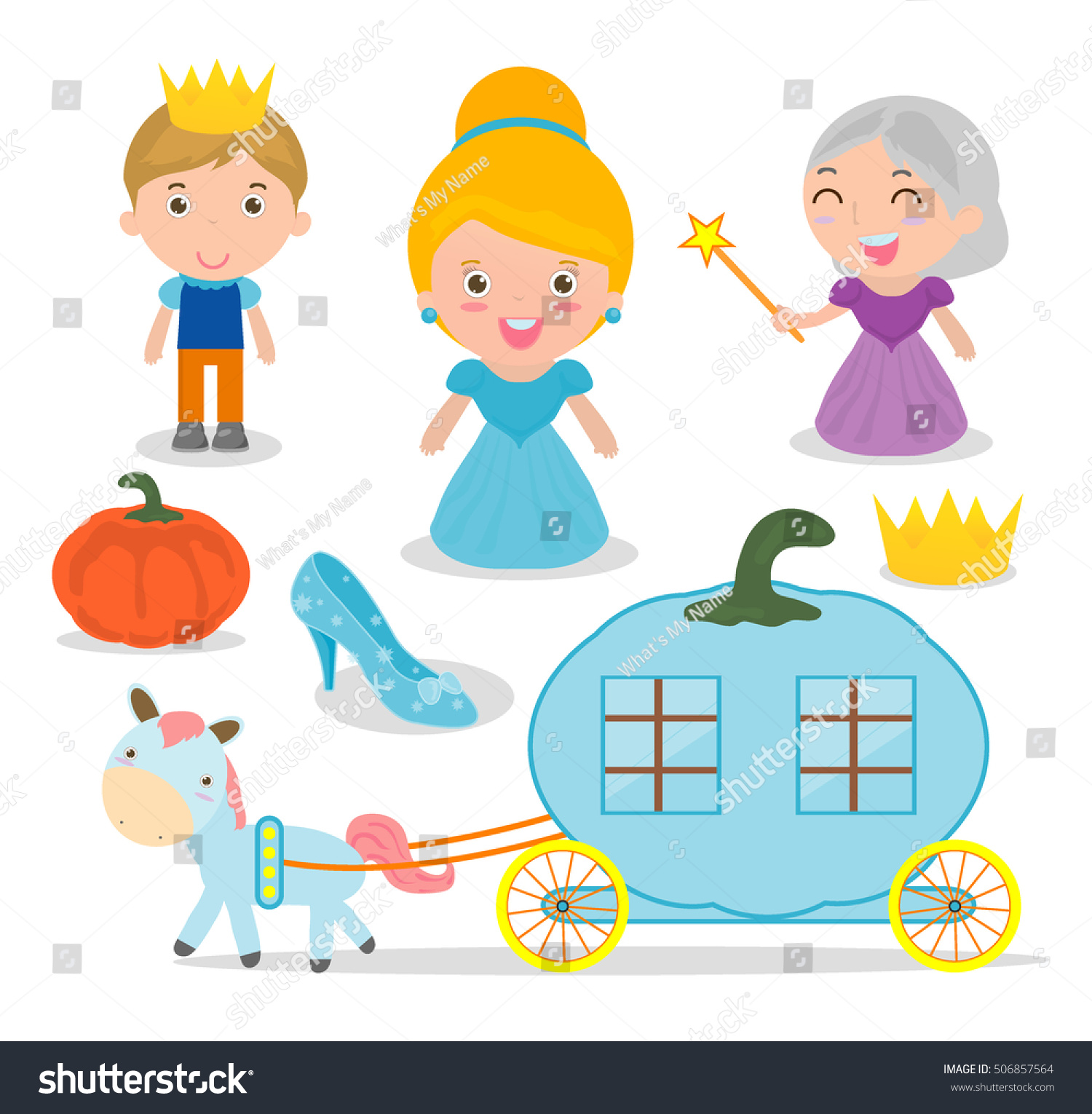 Cinderella Vector Illustration Set On White Stock Vector (Royalty Free ...