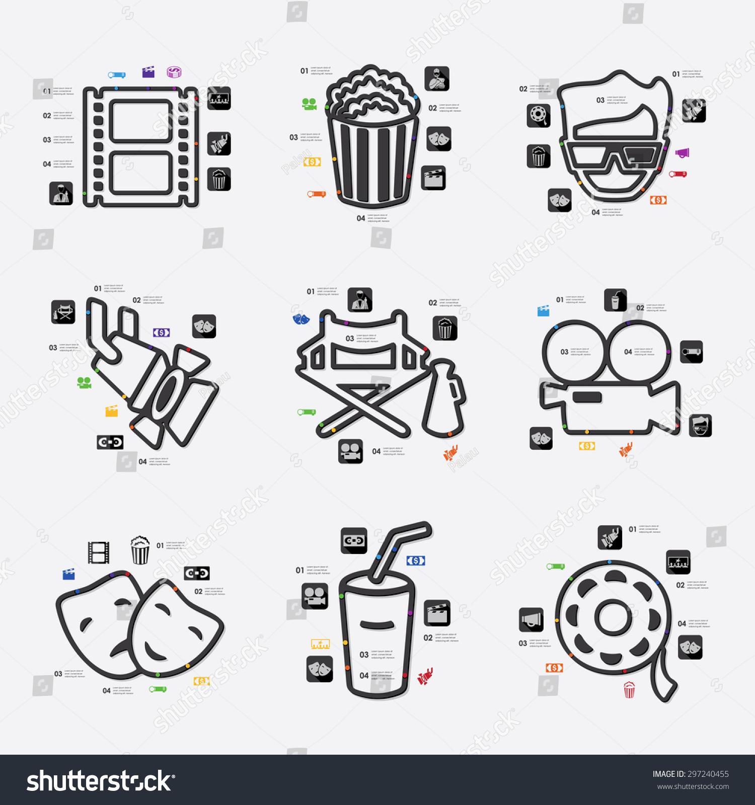 Cinema Line Infographic Illustration Fully Editable Stock Vector ...
