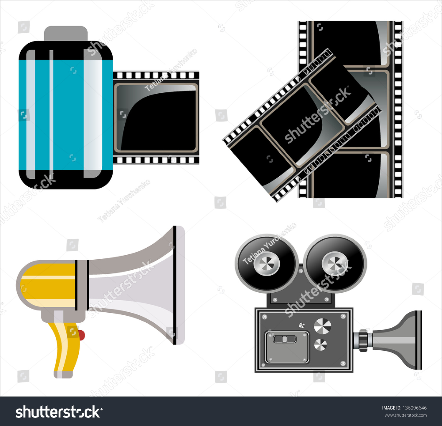 Cinema Symbols Vector Set Stock Vector (Royalty Free) 136096646 ...