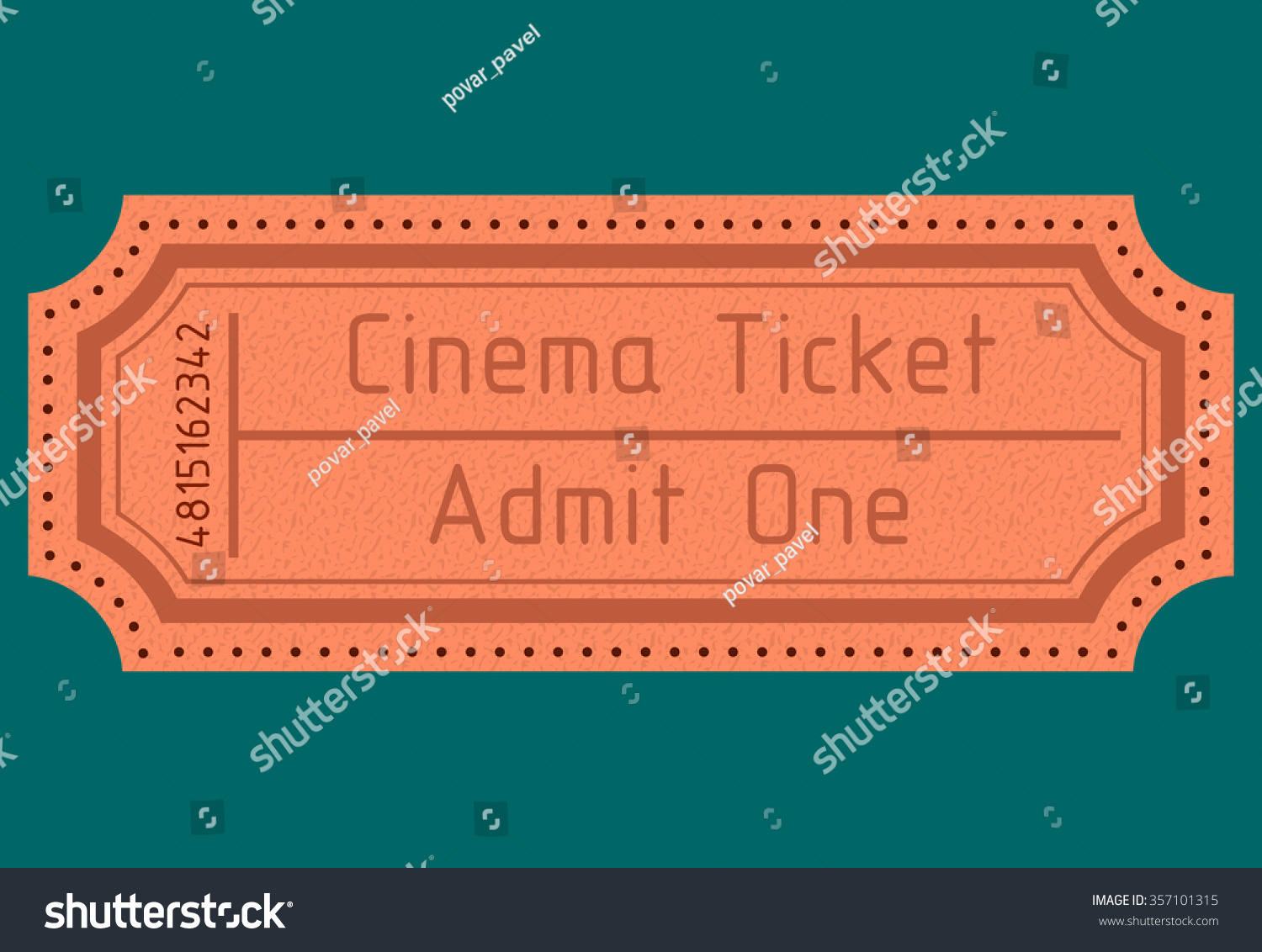 Cinema Ticket Admit One Vector Illustration Stock Vector (Royalty Free ...