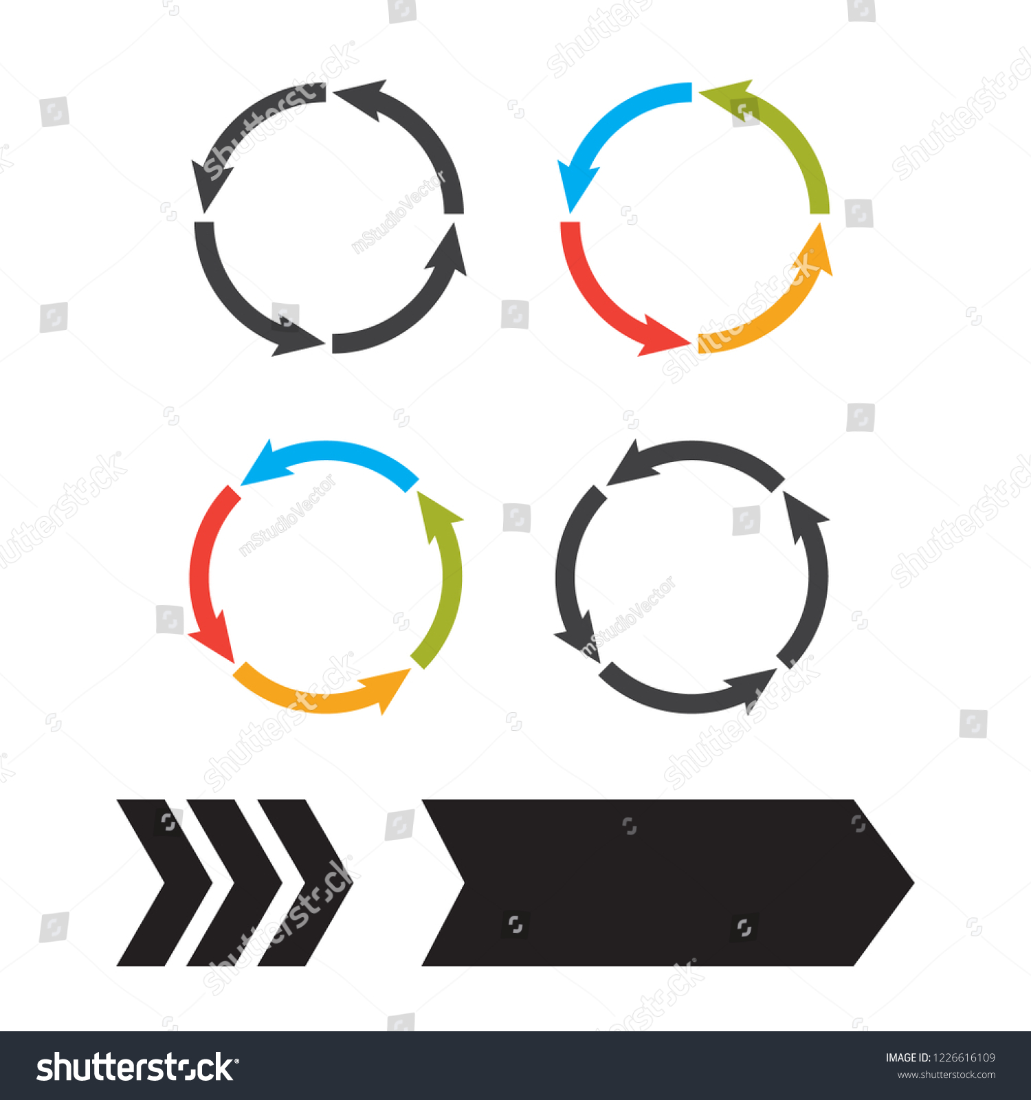 Circle Arrows Steps Processes Vector Set Stock Vector (Royalty Free ...