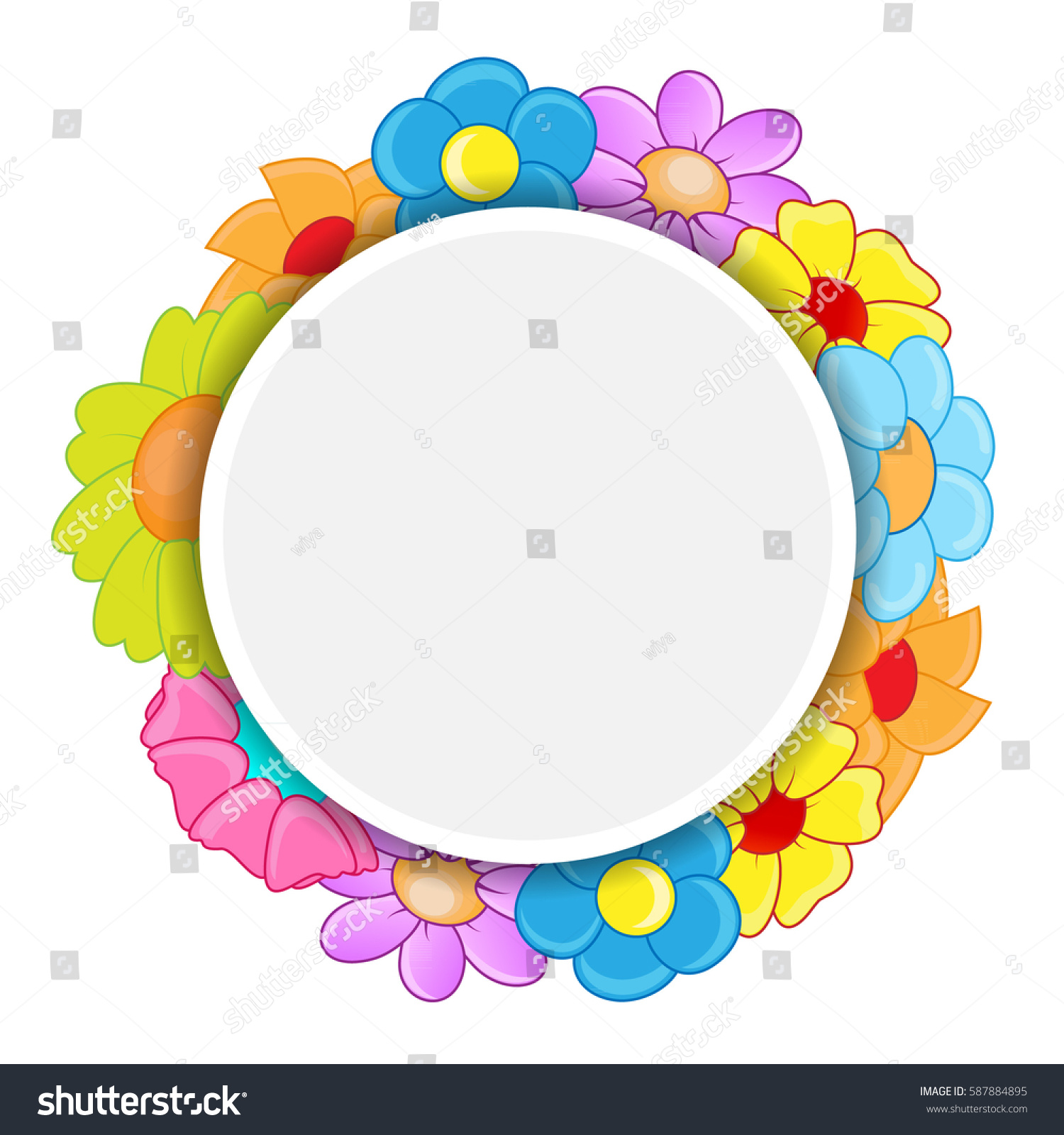 Circle Banner Flowers Stock Vector 587884895 - Shutterstock
