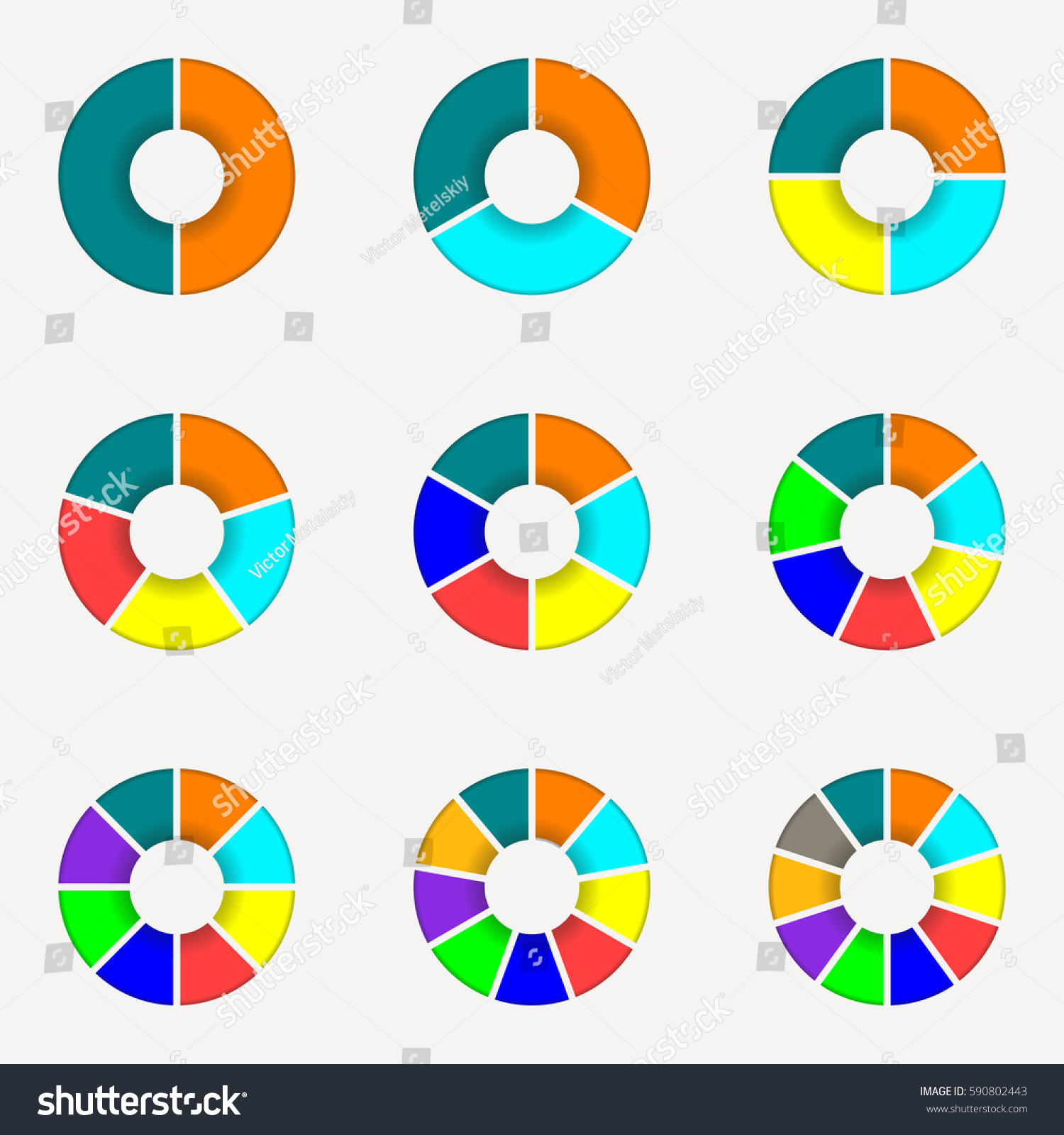 Circle Chart Set Round Pie Chart Stock Vector (Royalty Free) 590802443