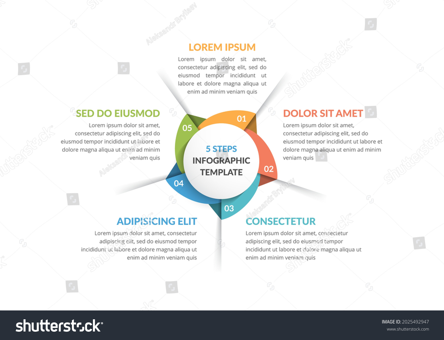 Circle Diagram Template Five Steps Options Stock Vector (Royalty Free ...
