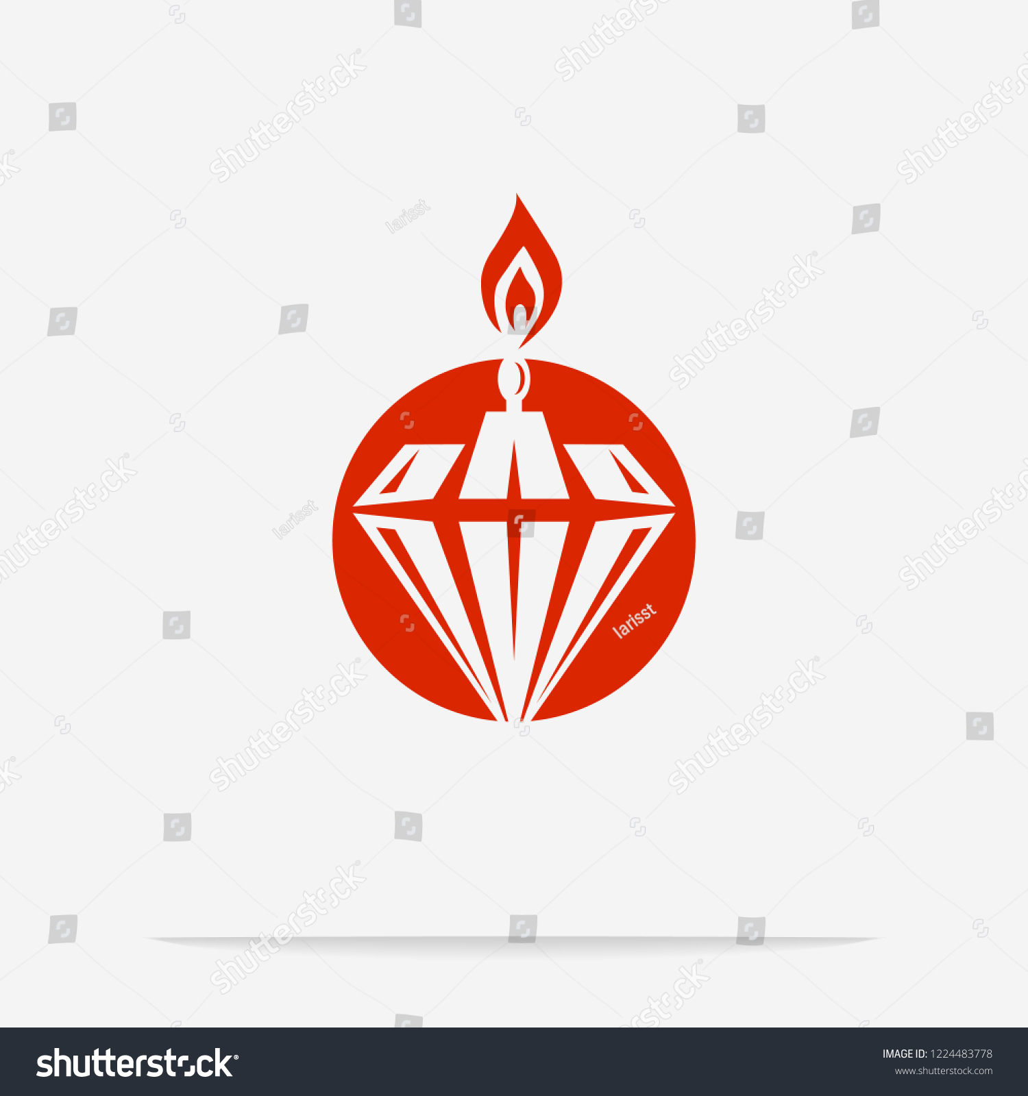 Circle Diamond Candle Fire Logo Design Stock Vector (Royalty Free ...