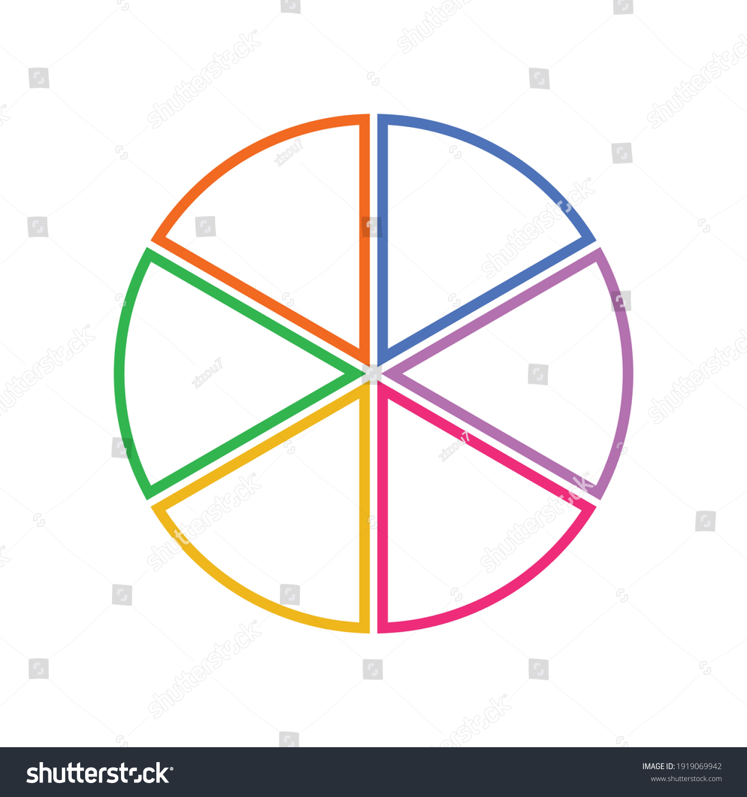 Circle Divided Into Six Equal Segments Stock Vector (Royalty Free ...