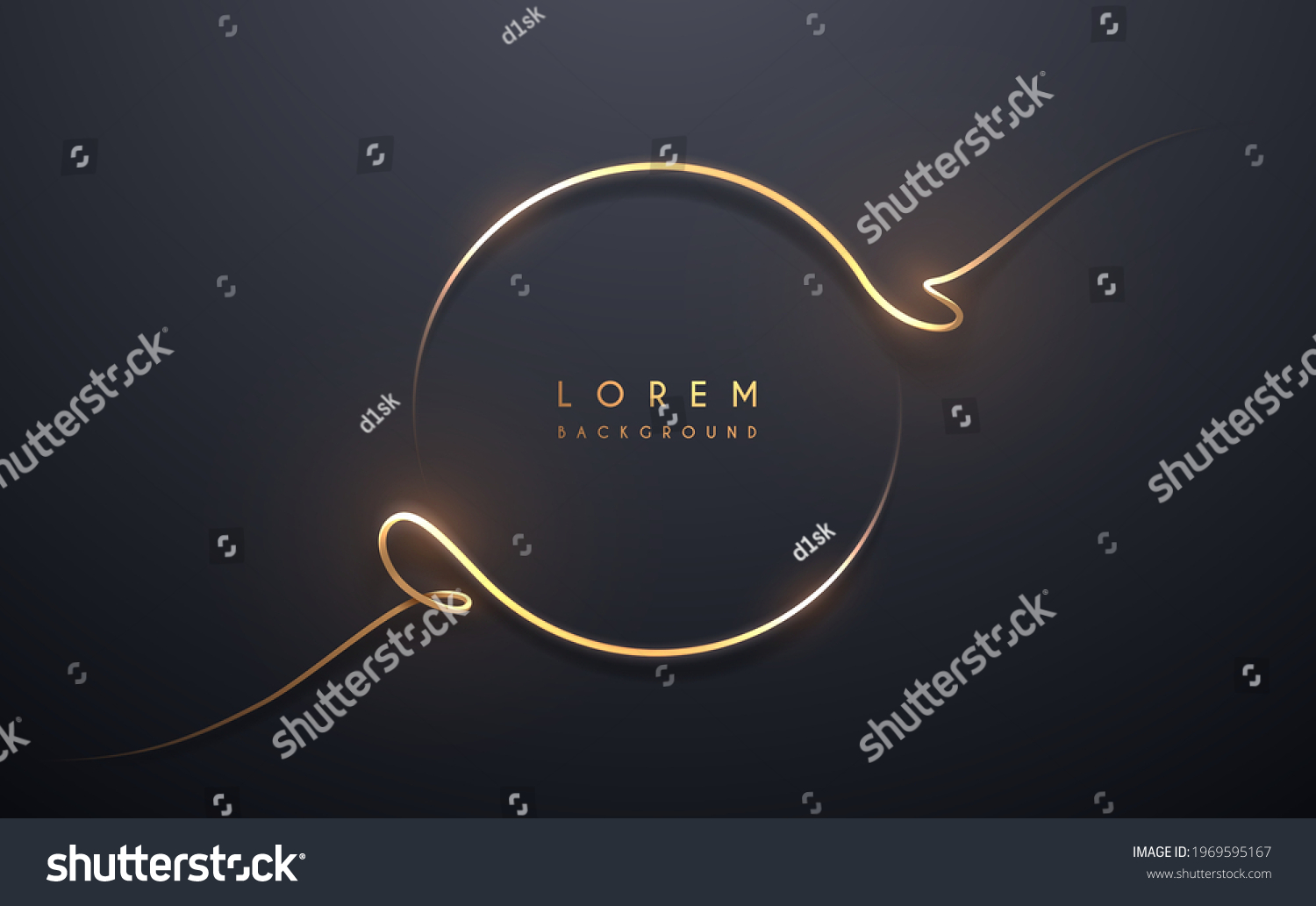 Circle Golden Thread On Black Background Stock Vector (Royalty Free ...