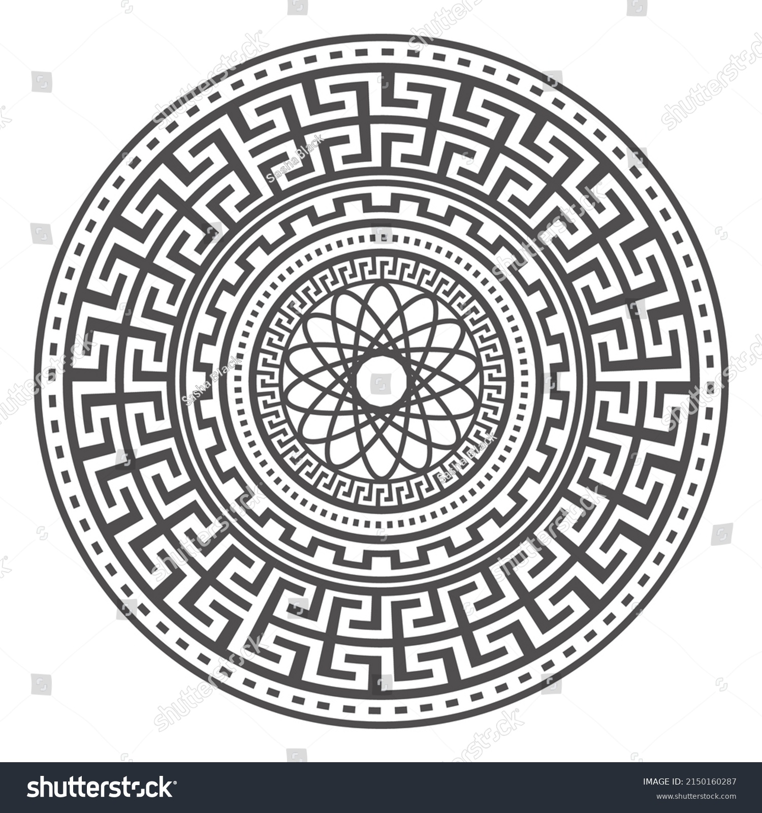 Circle Greek Mandala Design Round Meander Stock Vector (Royalty Free ...