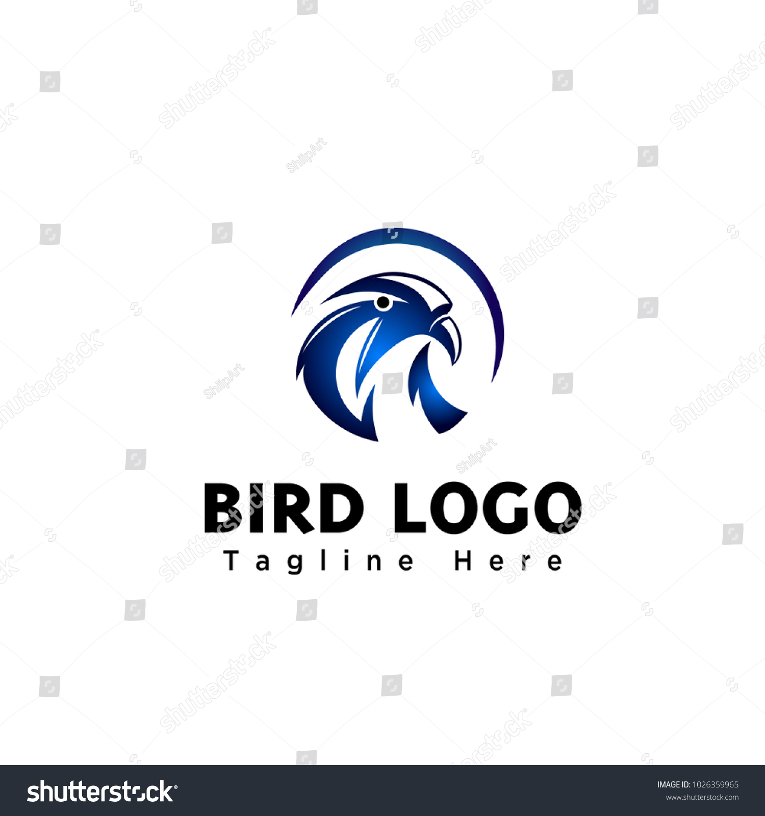 Circle Head Eagle Art Logo Stock Vector (Royalty Free) 1026359965