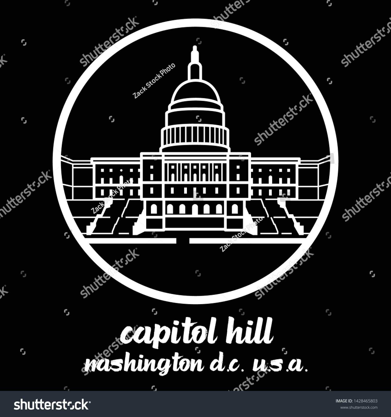 Circle Icon Capitol Hill Vector Illustration Stock Vector (Royalty Free ...