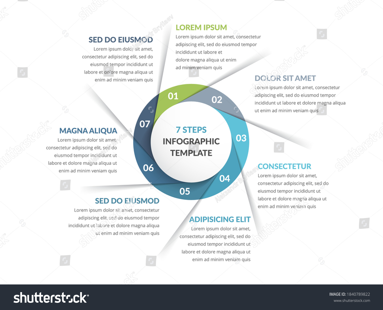 Circle Infographic Template Seven Steps Options Stock Vector (Royalty ...