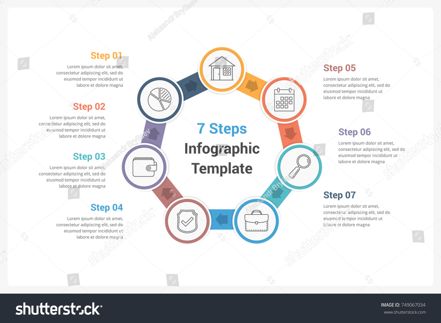 Circle Infographics Template Seven Elements Vector Stock Vector ...
