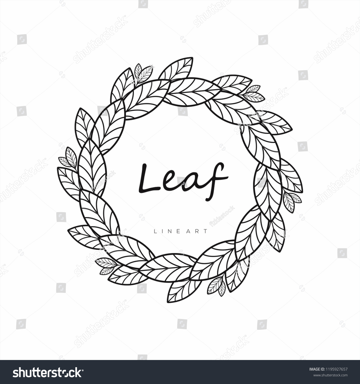 Circle Leaf Line Art Frame Design Stock Vector (Royalty Free ...