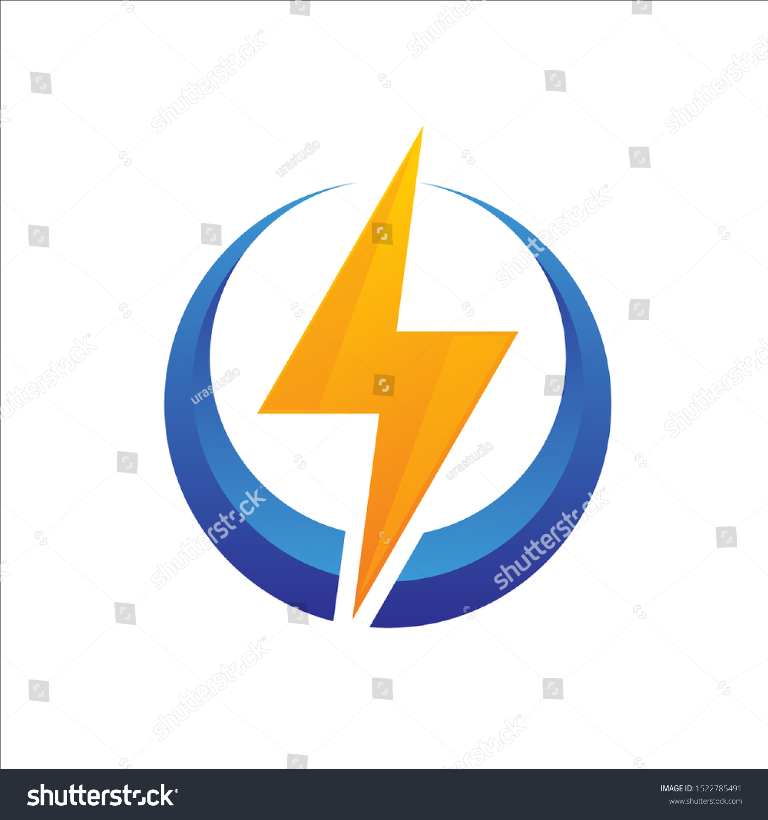 Circle Lightning Bolt Logo Design Stock Vector (Royalty Free) 1522785491