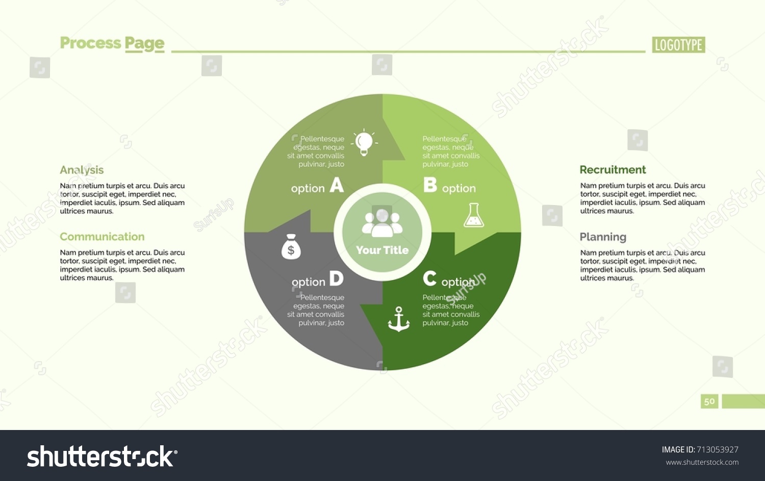 Circle Linked Four Sectors Slide Template Stock Vector (Royalty Free ...