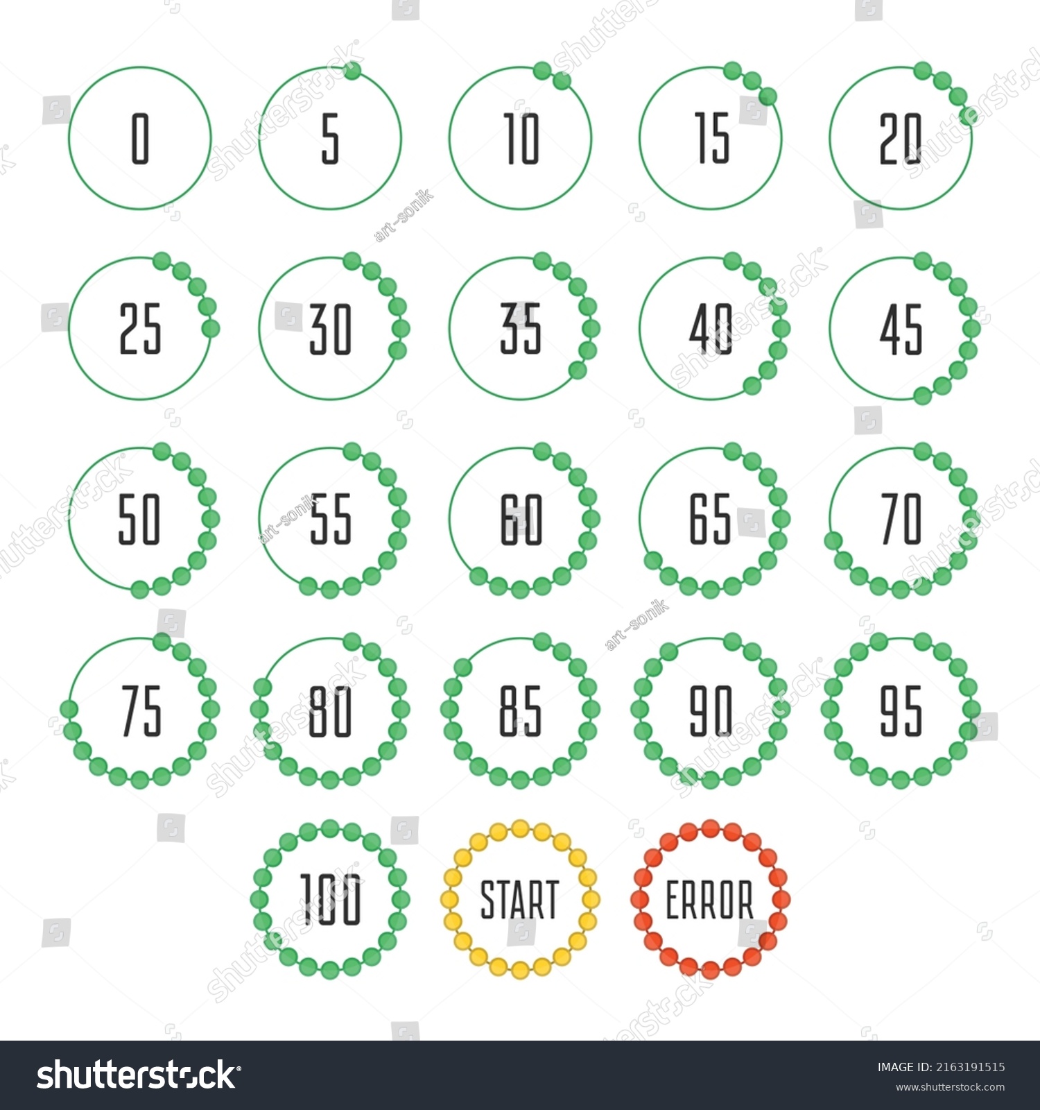 Circle Loading Progress Bars Isolated On Stock Vector (Royalty Free ...