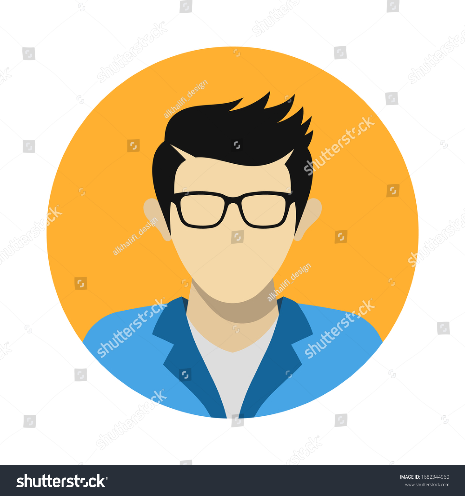 Circle Man Avatar Flat Design Stock Vector (Royalty Free) 1682344960 ...