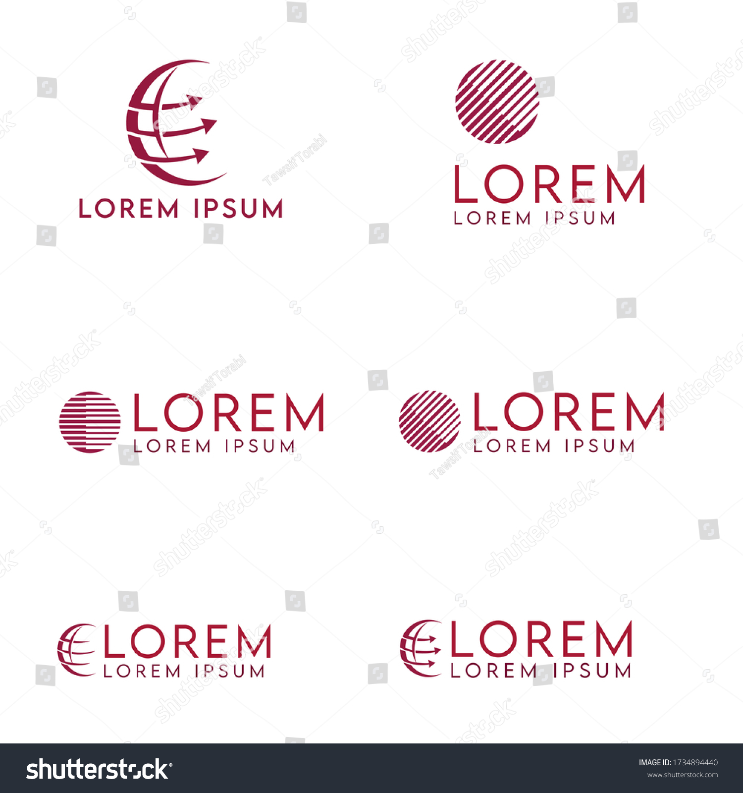 Circle Minimalist Logo Icon Collection Set Stock Vector (Royalty Free ...