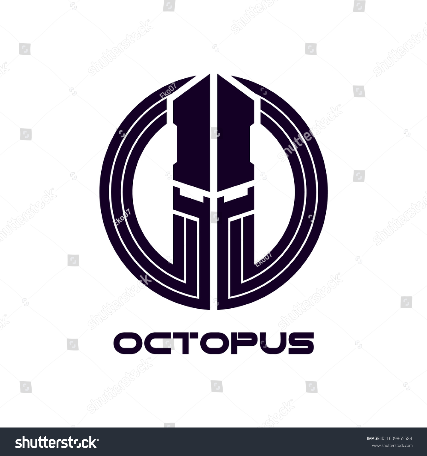 Circle Octopus Logo Design Vector Illustration Stock Vector (Royalty ...