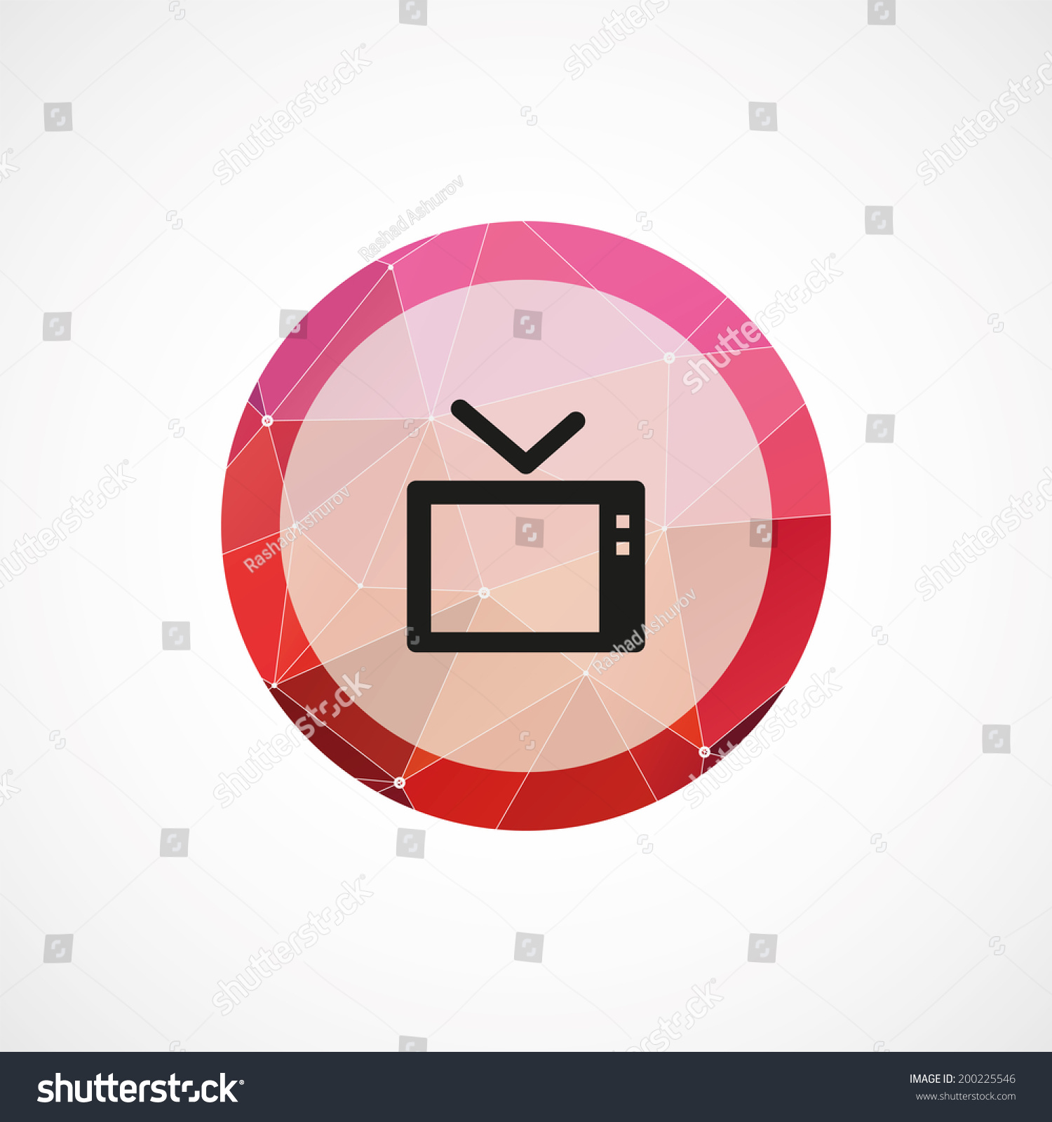 Circle Pink Triangle Background Tv Icon Stock Vector (Royalty Free ...