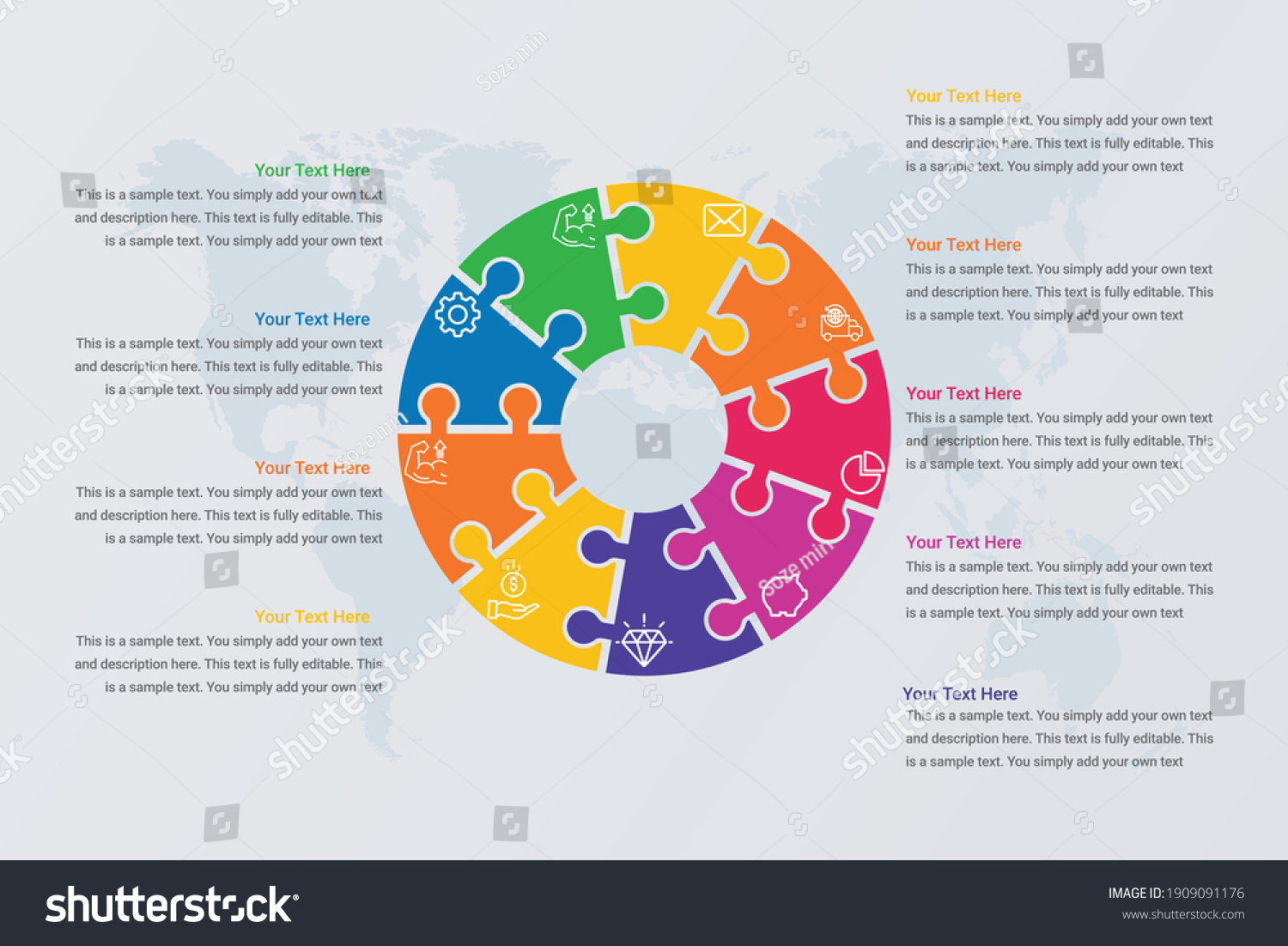 Circle Puzzle Infographic Diagram Presentation Vector Stock Vector ...