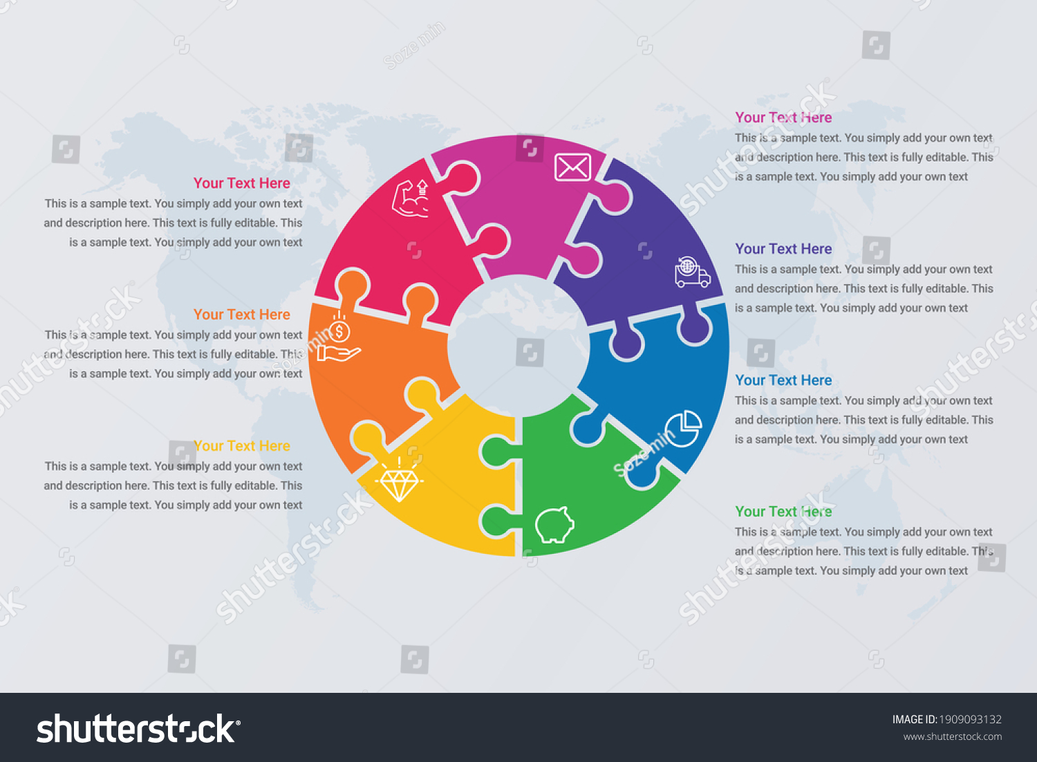 Circle Puzzle Infographic Diagram Presentation Vector: เวกเตอร์สต็อก ...